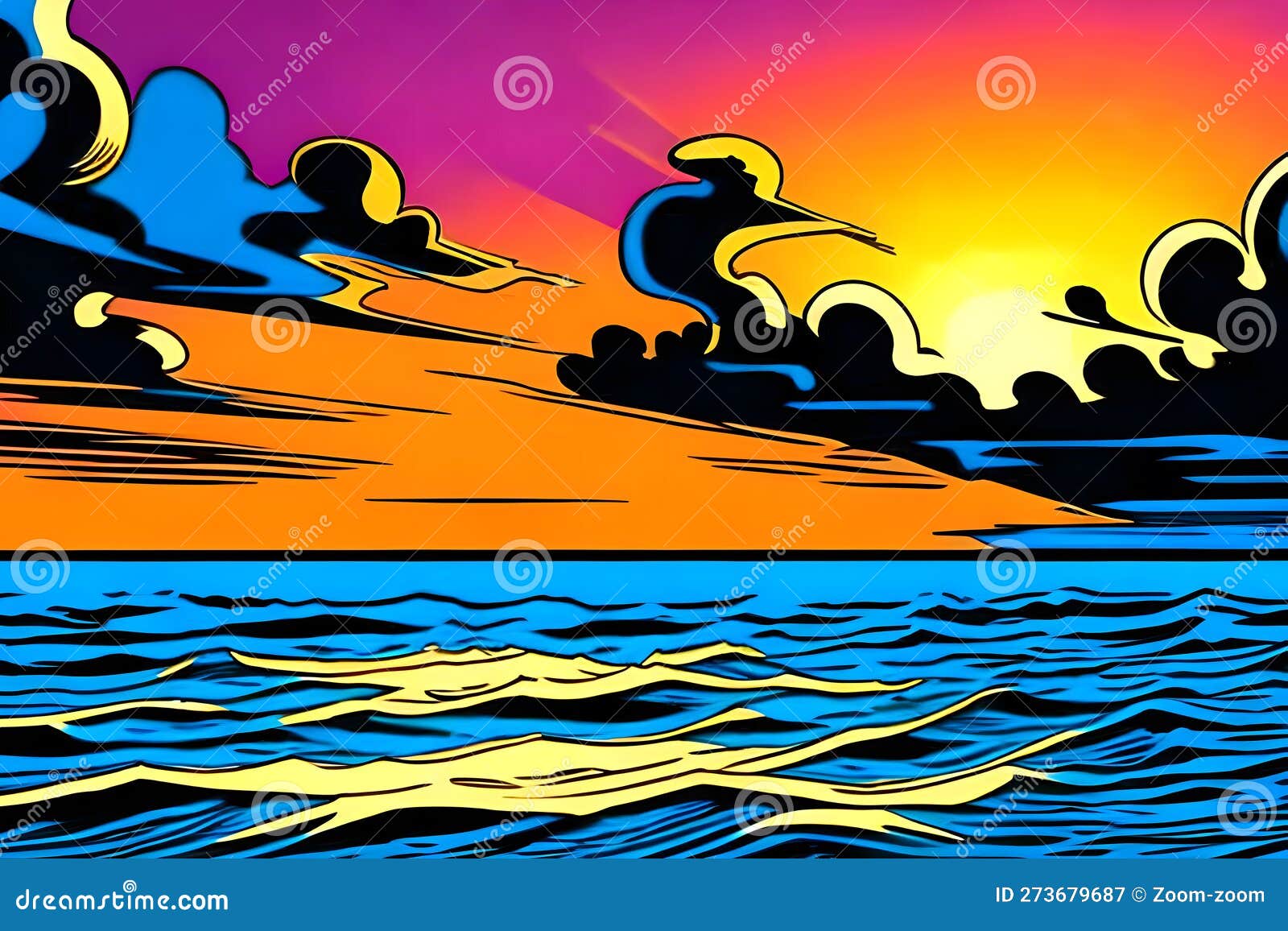 Sea at sunset stock illustration. Illustration of leisure - 273679687