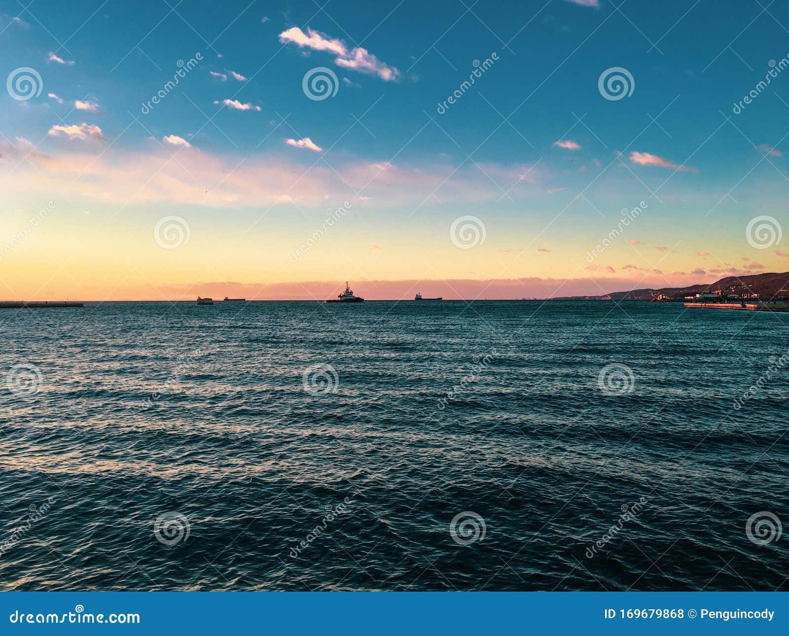 Sea Sunset Landscape, Trieste, Italy Stock Photo - Image of landscape ...