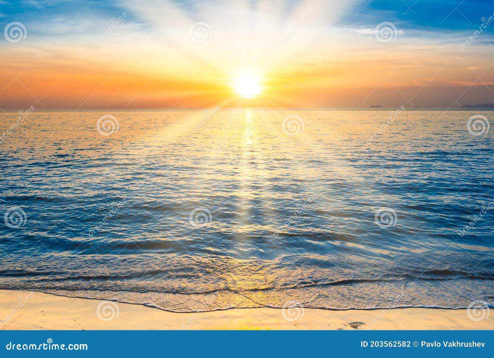 Sea sunset with sunset sun stock photo. Image of orange - 203562582