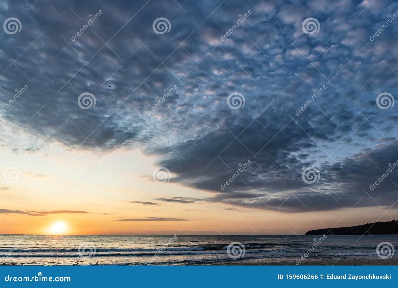 Sea Sunset or Sunrise with Amazing Clouds Stock Photo - Image of color ...