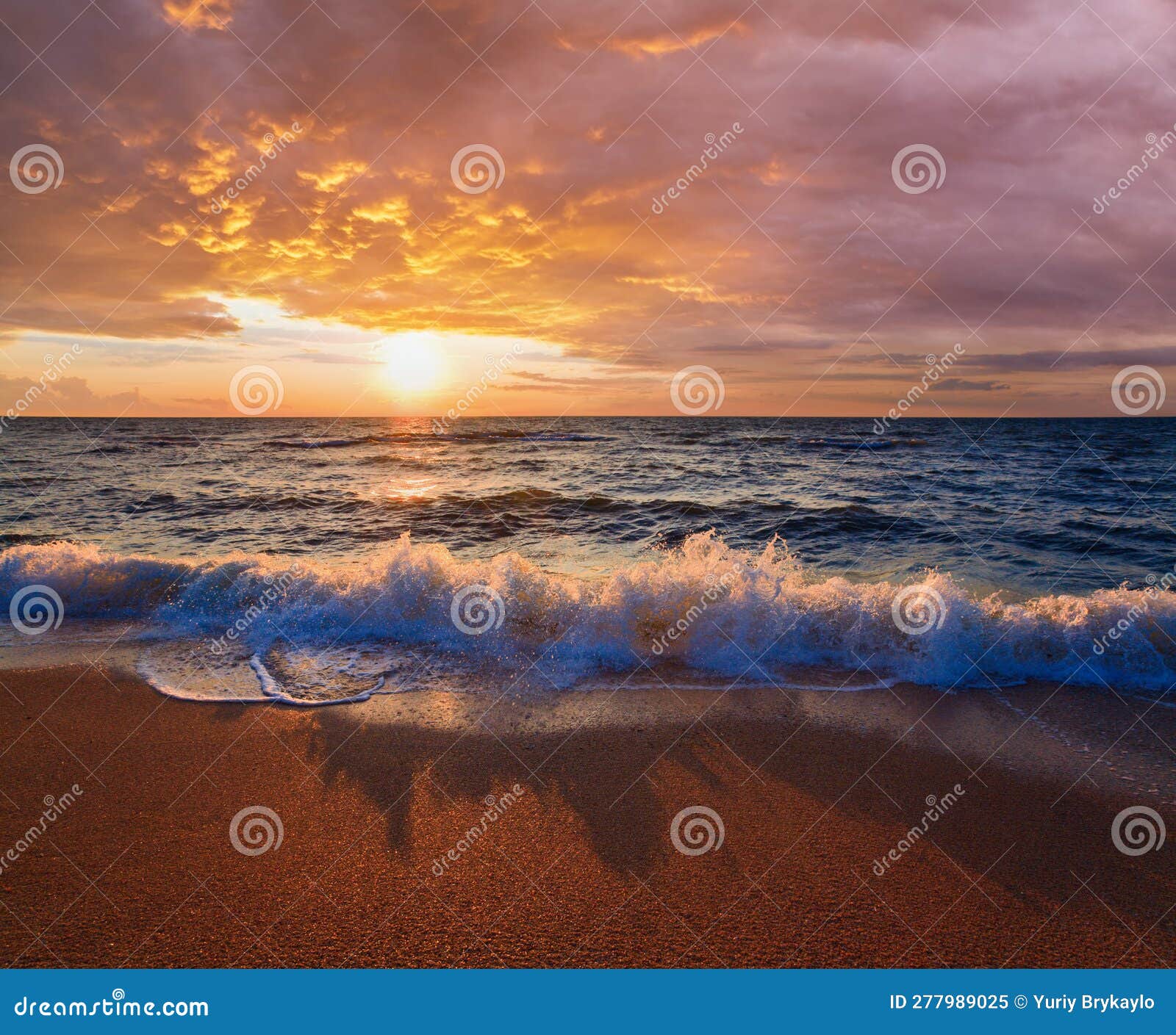 Sea sunset surf wave stock image. Image of sand, break - 277989025