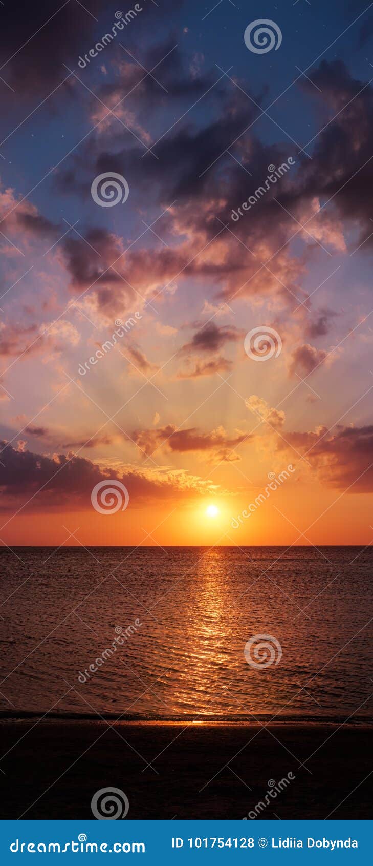 Sea Sunset. Vertical Panoramic Composition Stock Photo - Image of ...