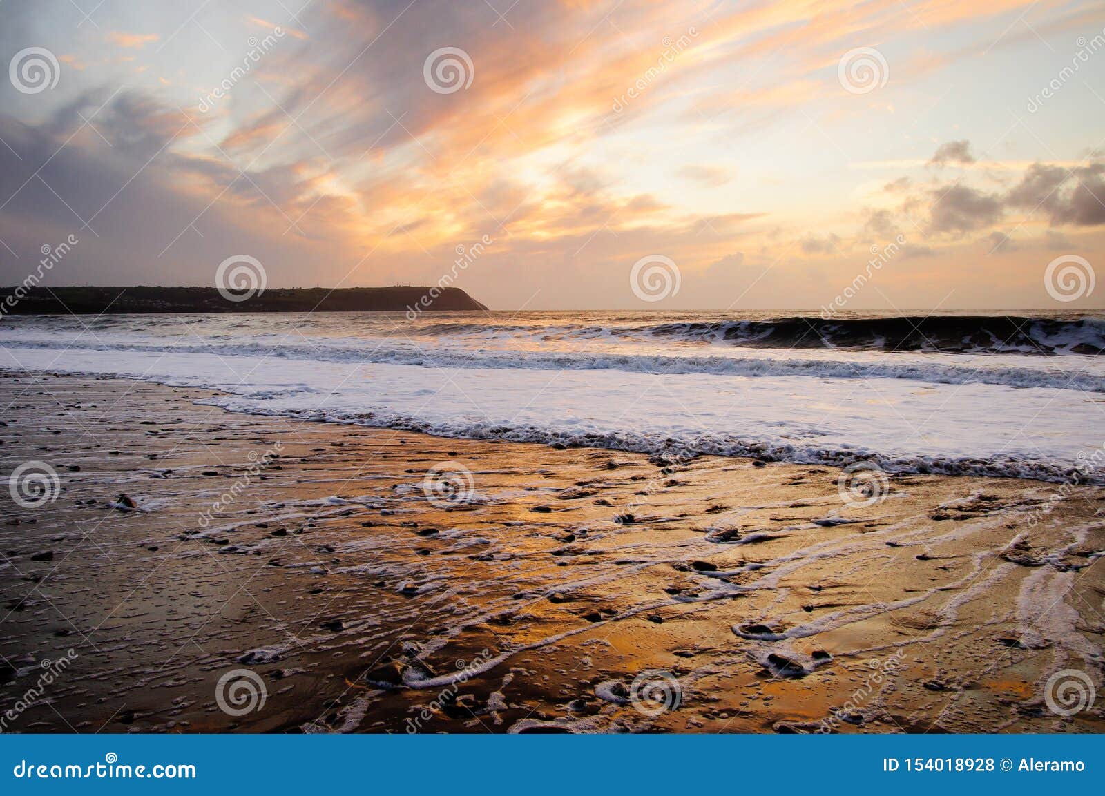 Sea at Sunset on Welsh Coast Stock Photo - Image of landscape, water ...