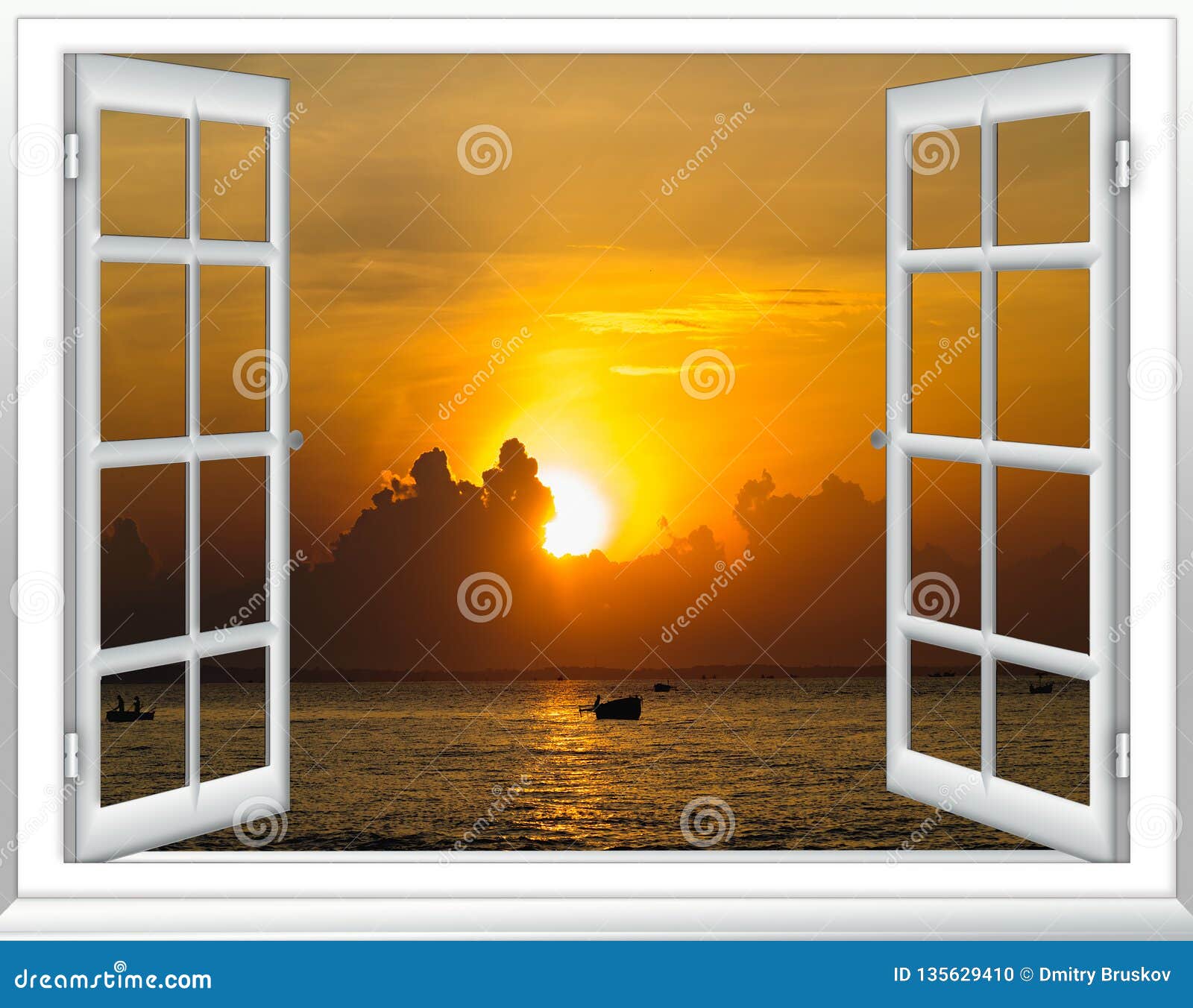 Sea sunset from the window stock illustration. Illustration of ...