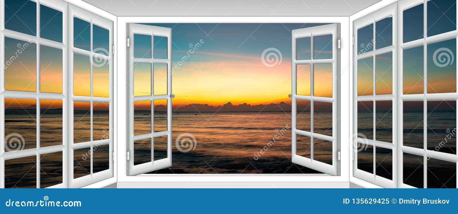 Sea sunset from the window stock illustration. Illustration of cloud ...