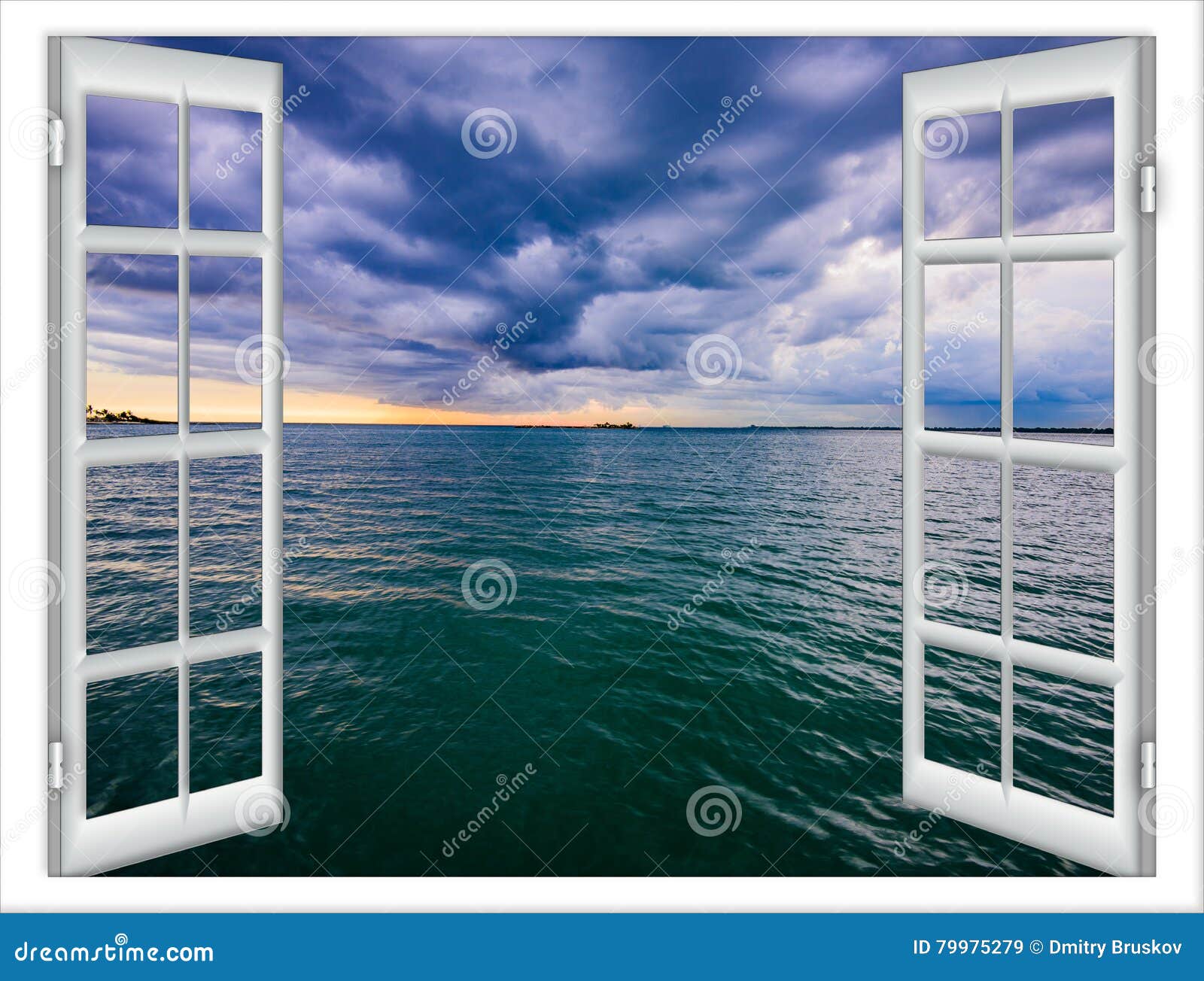Sea sunset from the window stock image. Image of ocean - 79975279