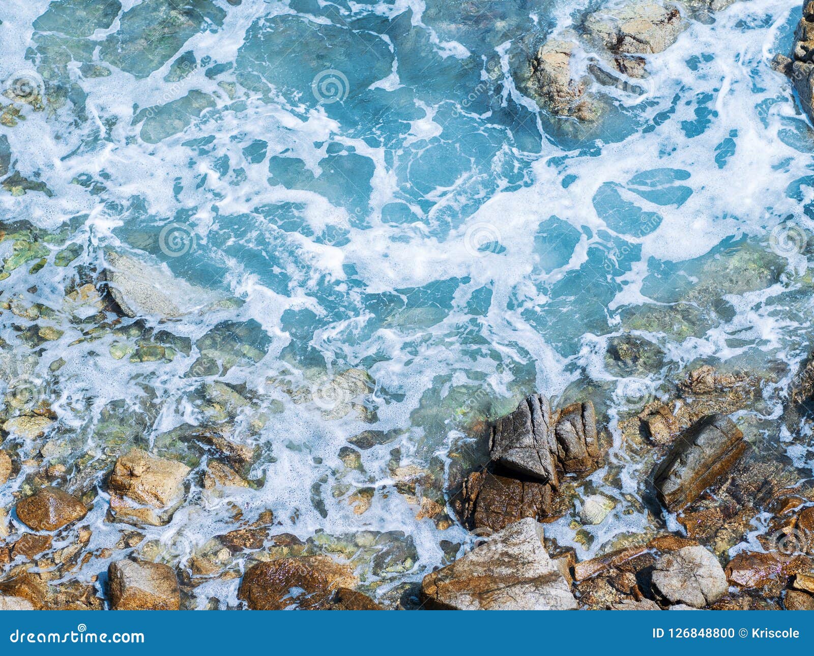 Sea Surf, the Blue Wave Hits the Rocks. Coastline Stock Photo - Image ...