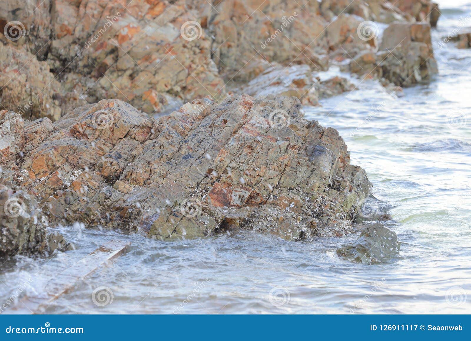 A Sea Surface, Rocks on the Beach Stock Image - Image of spray, ocean ...