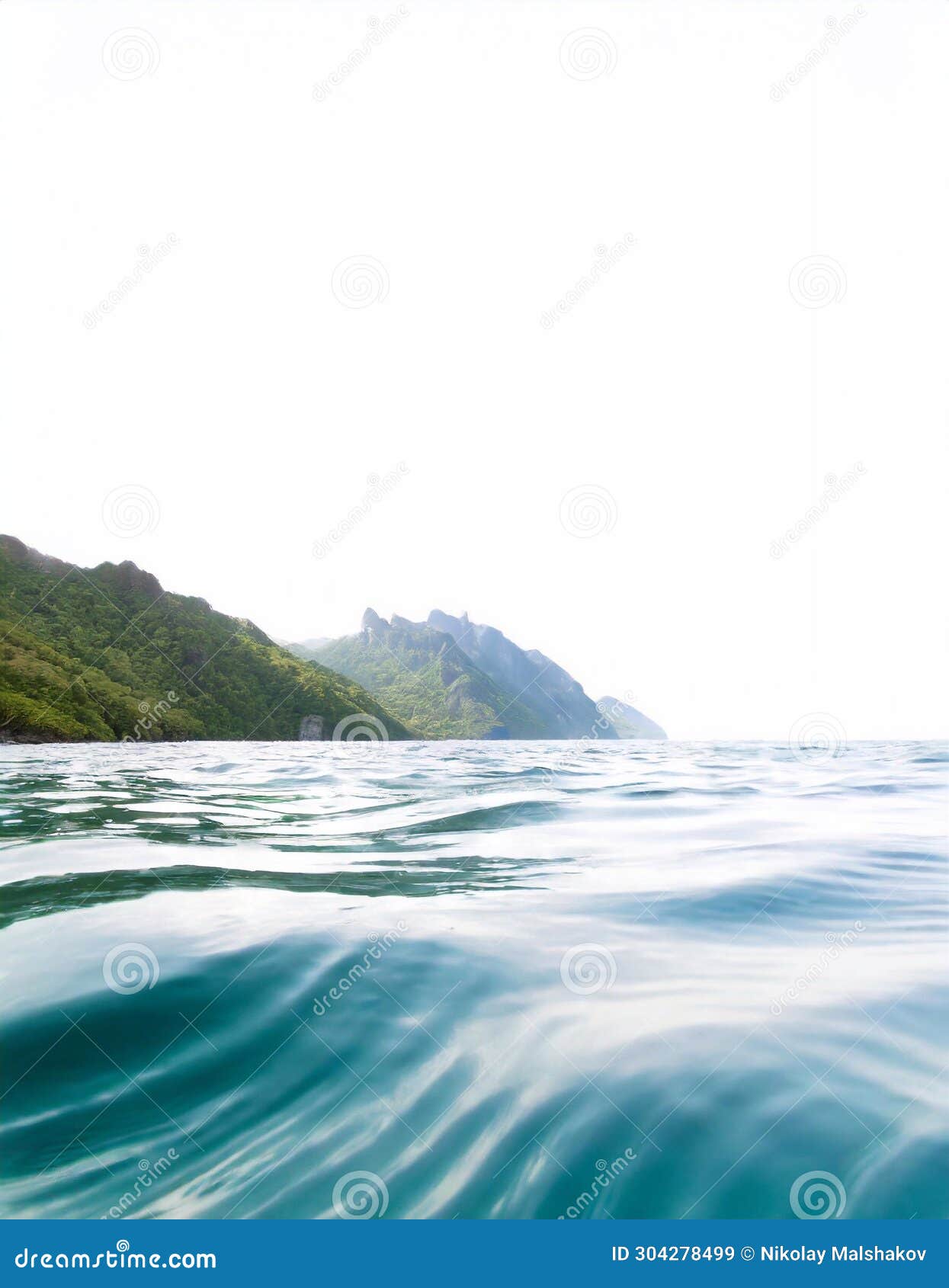 Sea Surface with a View of the Mountain Slope. Stock Image - Image of ...