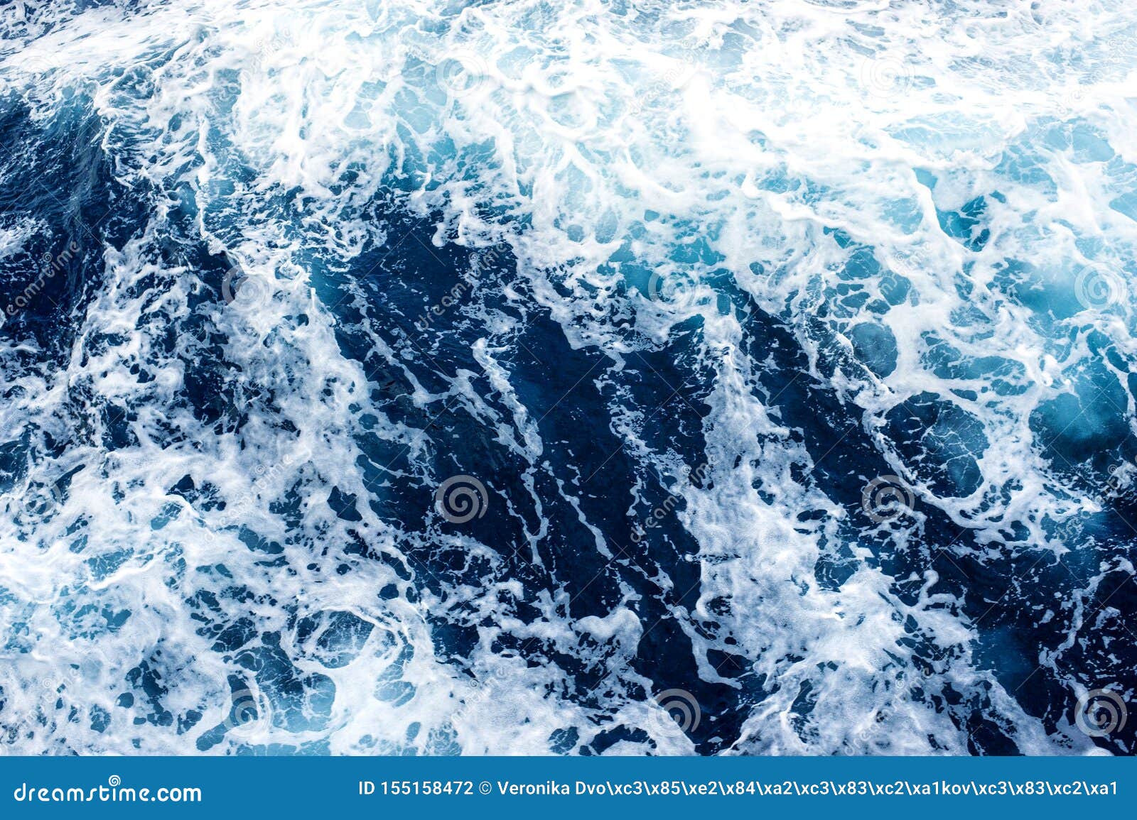 Sea Surface with Waves and Foam. View from Above Stock Photo - Image of ...