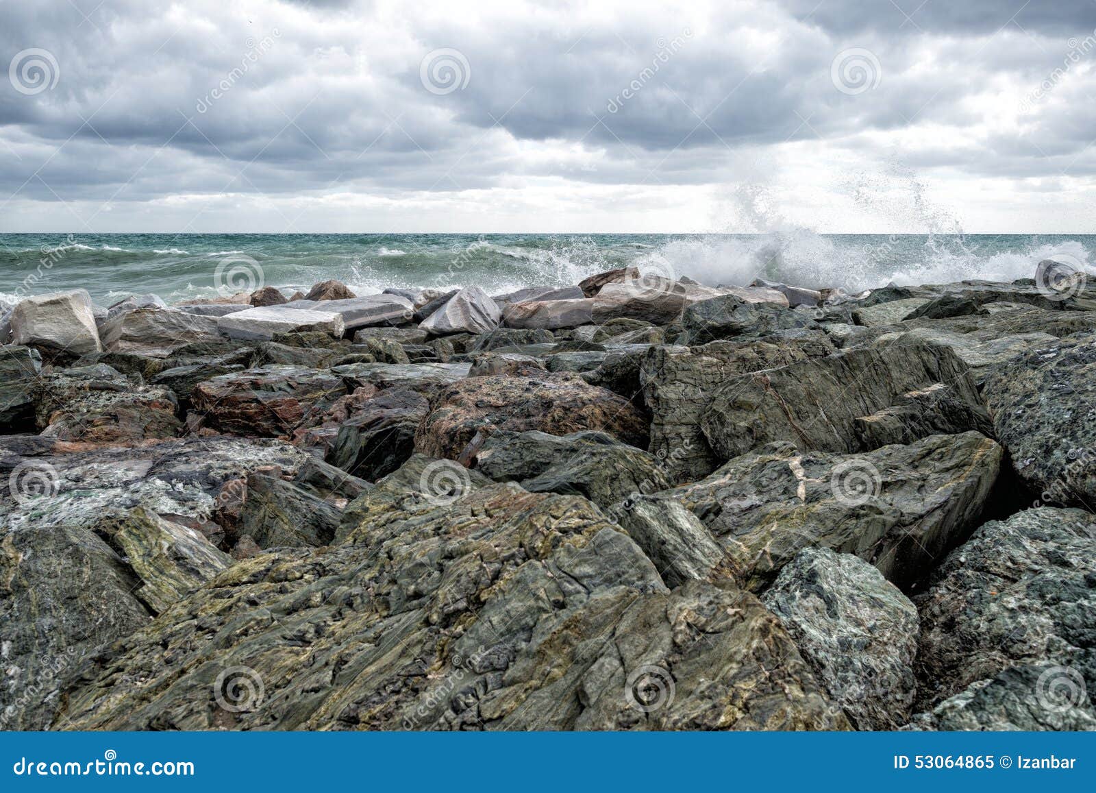 Sea in Tempest on Rocks Shore Stock Image - Image of cliff, jetty: 53064865
