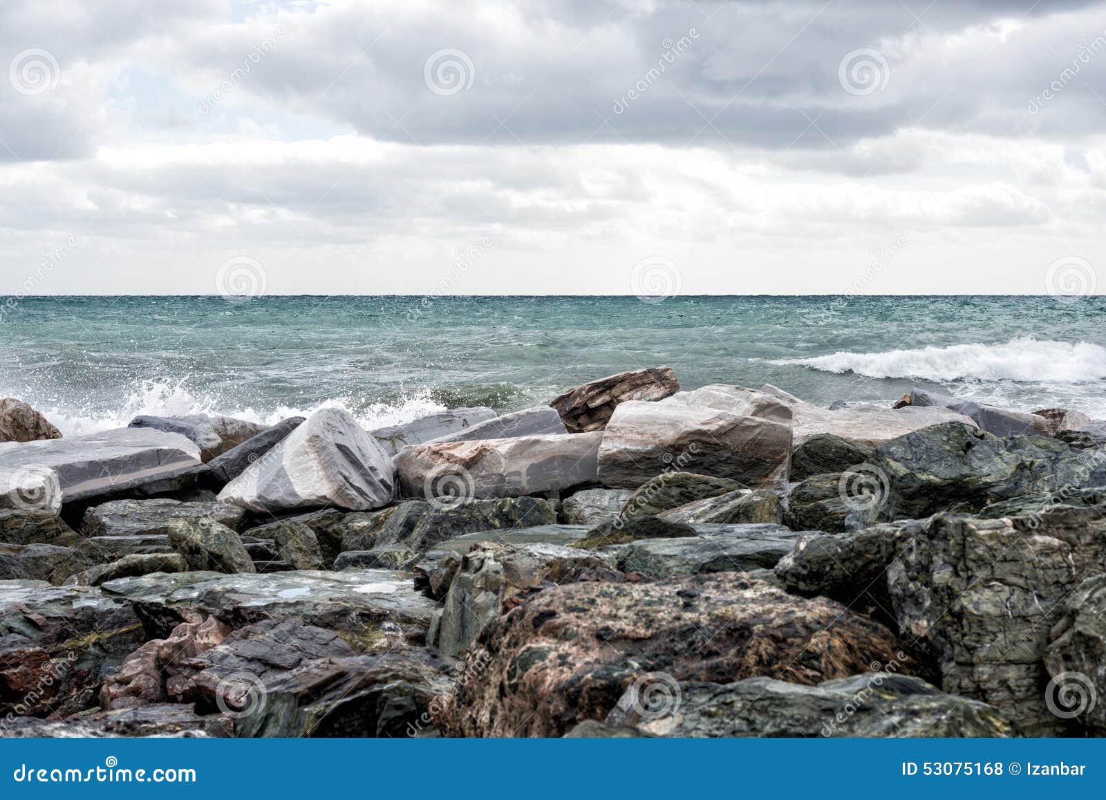 Sea in Tempest on Rocks Shore Stock Photo - Image of giant, weather ...