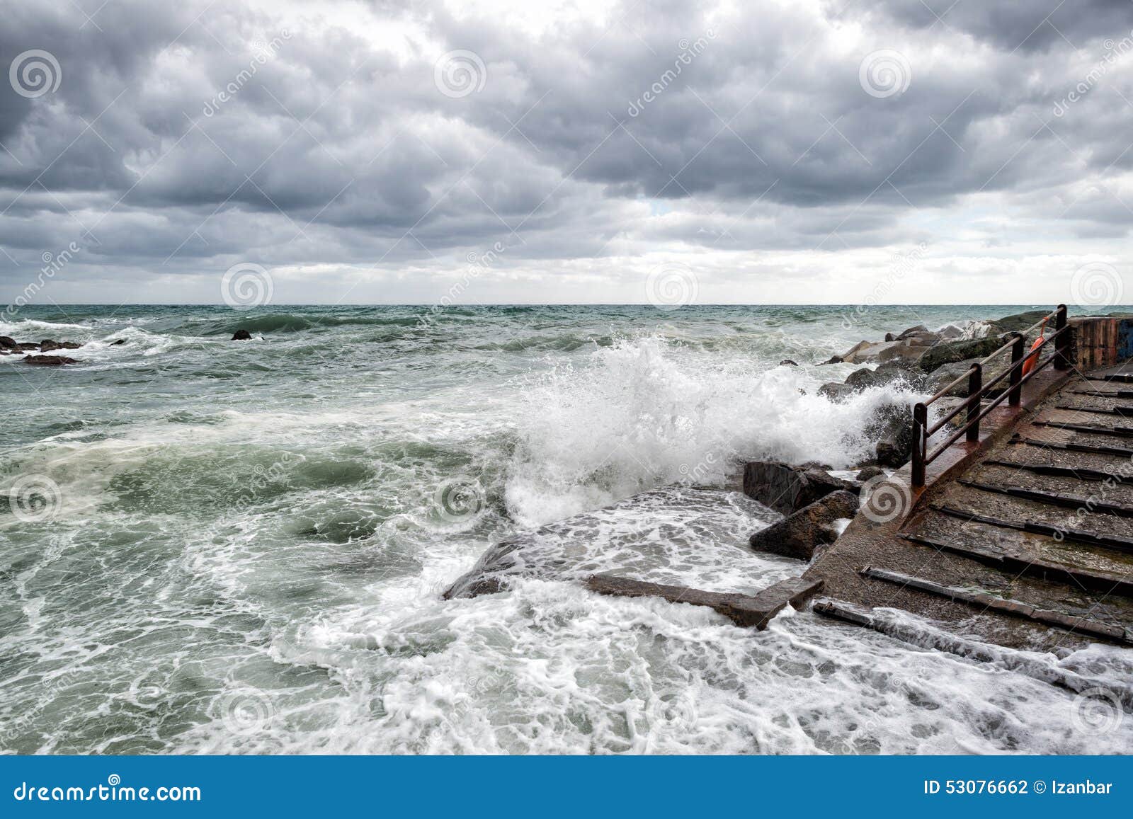 Sea in Tempest on Rocks Shore Stock Photo - Image of surfing, cliff ...