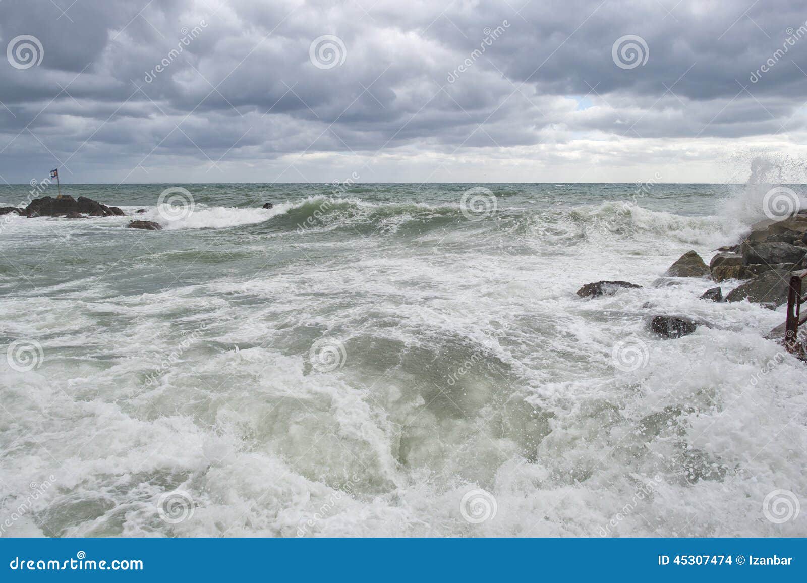 Sea in tempest on rocks stock photo. Image of rain, nature - 45307474