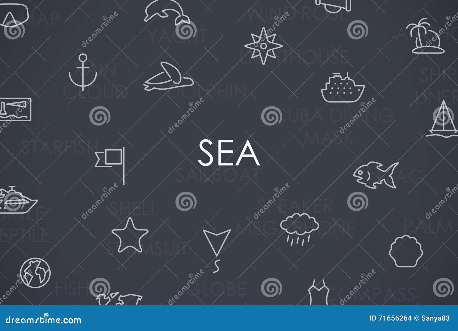 Sea Thin Line Icons stock vector. Illustration of beach - 71656264