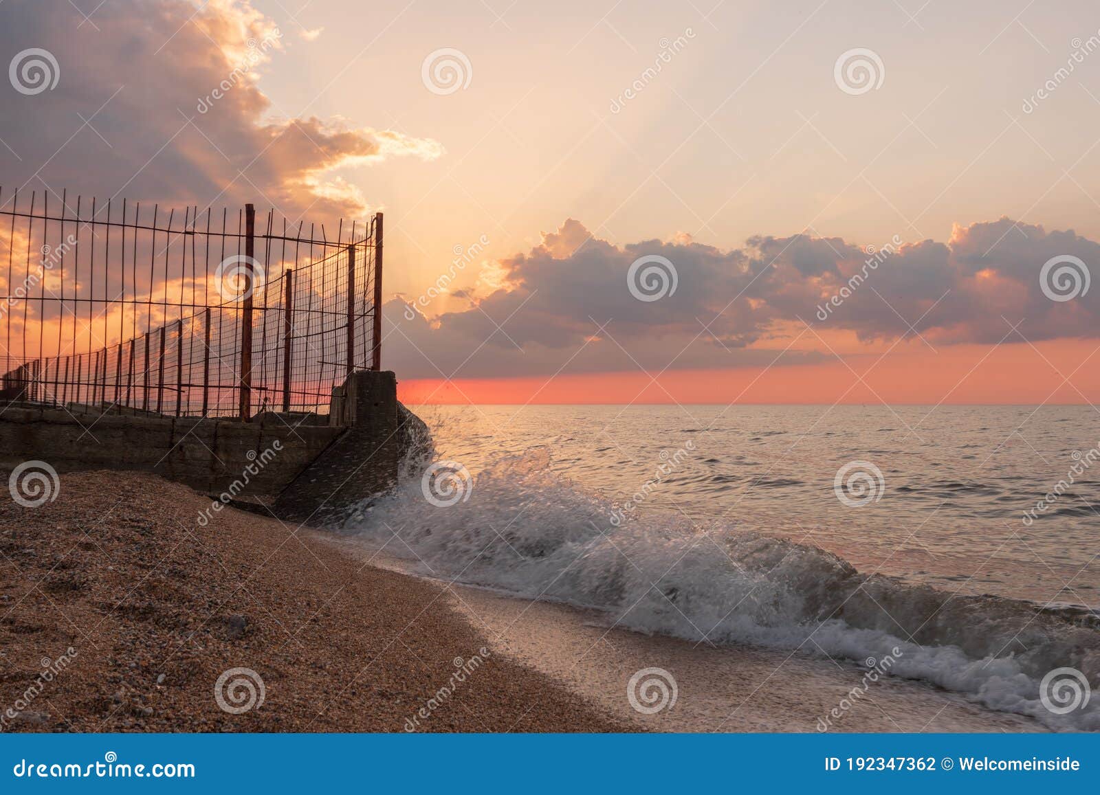Tide and Beautiful Sunset on the Beach Stock Photo - Image of sand ...