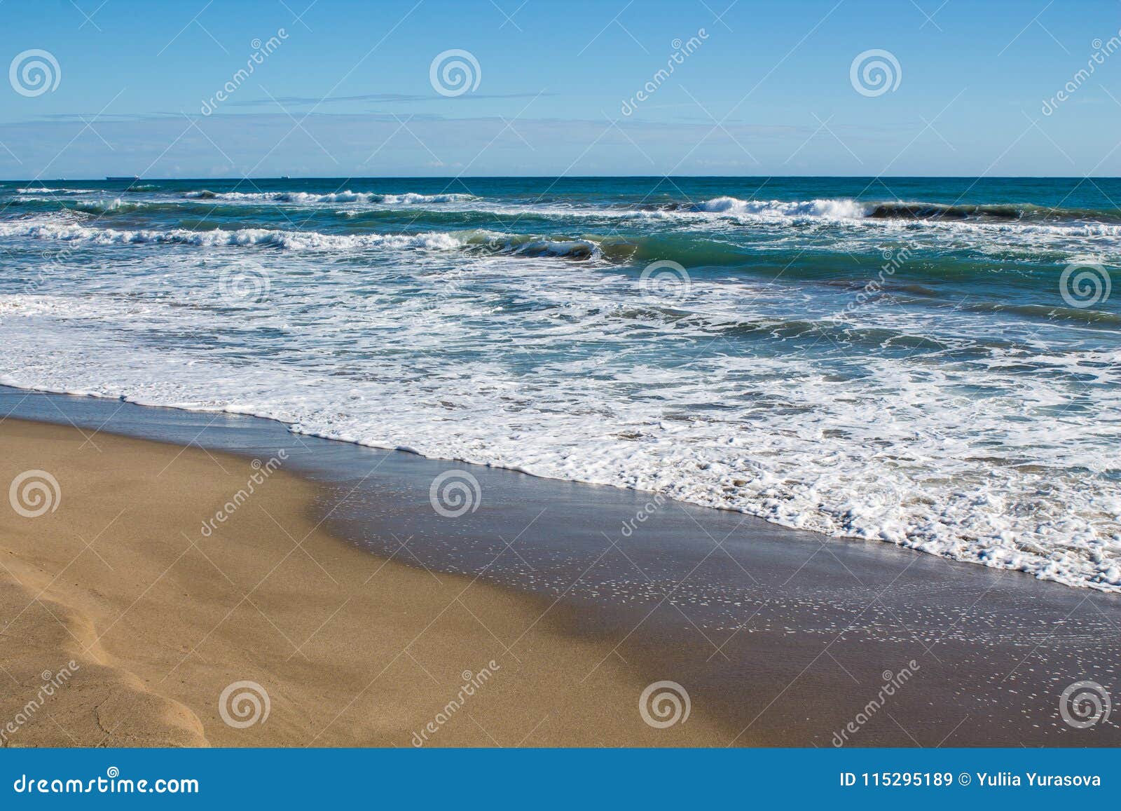 Sea Tide Waves on Sand Beach Stock Image - Image of morning, long ...