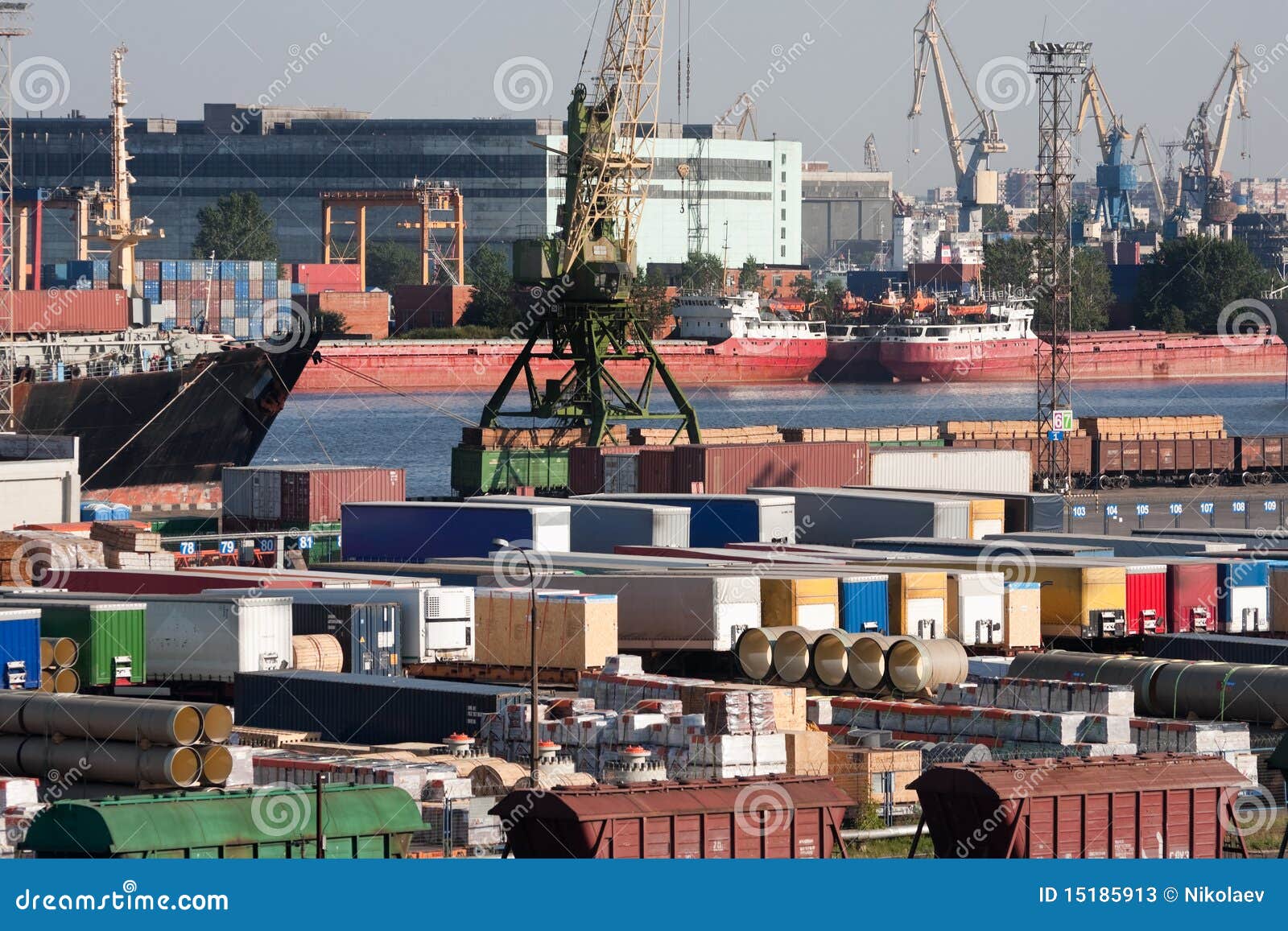 Sea trading port stock image. Image of industrial, cargo - 15185913