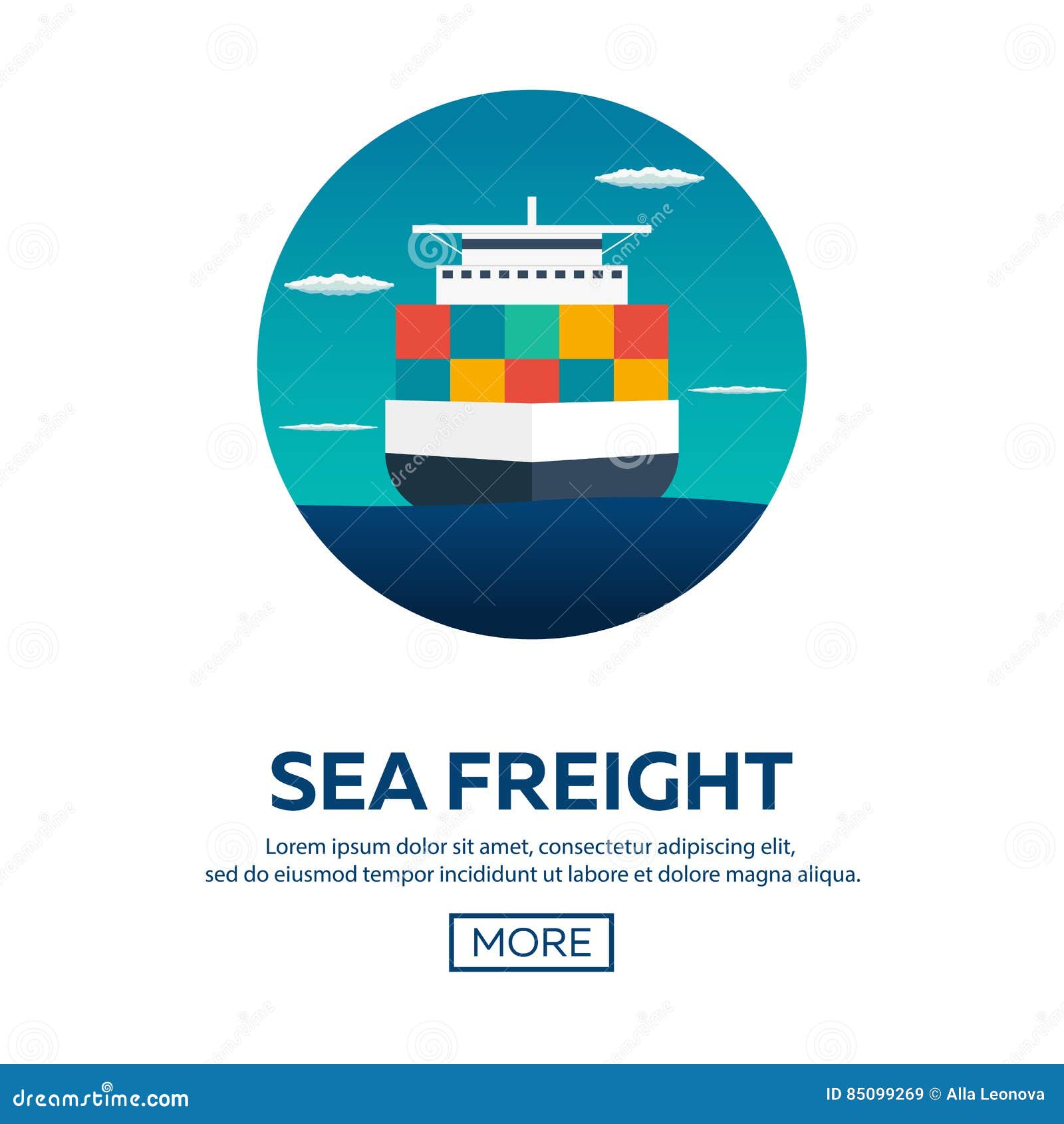 Sea Transportation Logistic. Sea Freight. Cargo Ship. Vector Flat ...