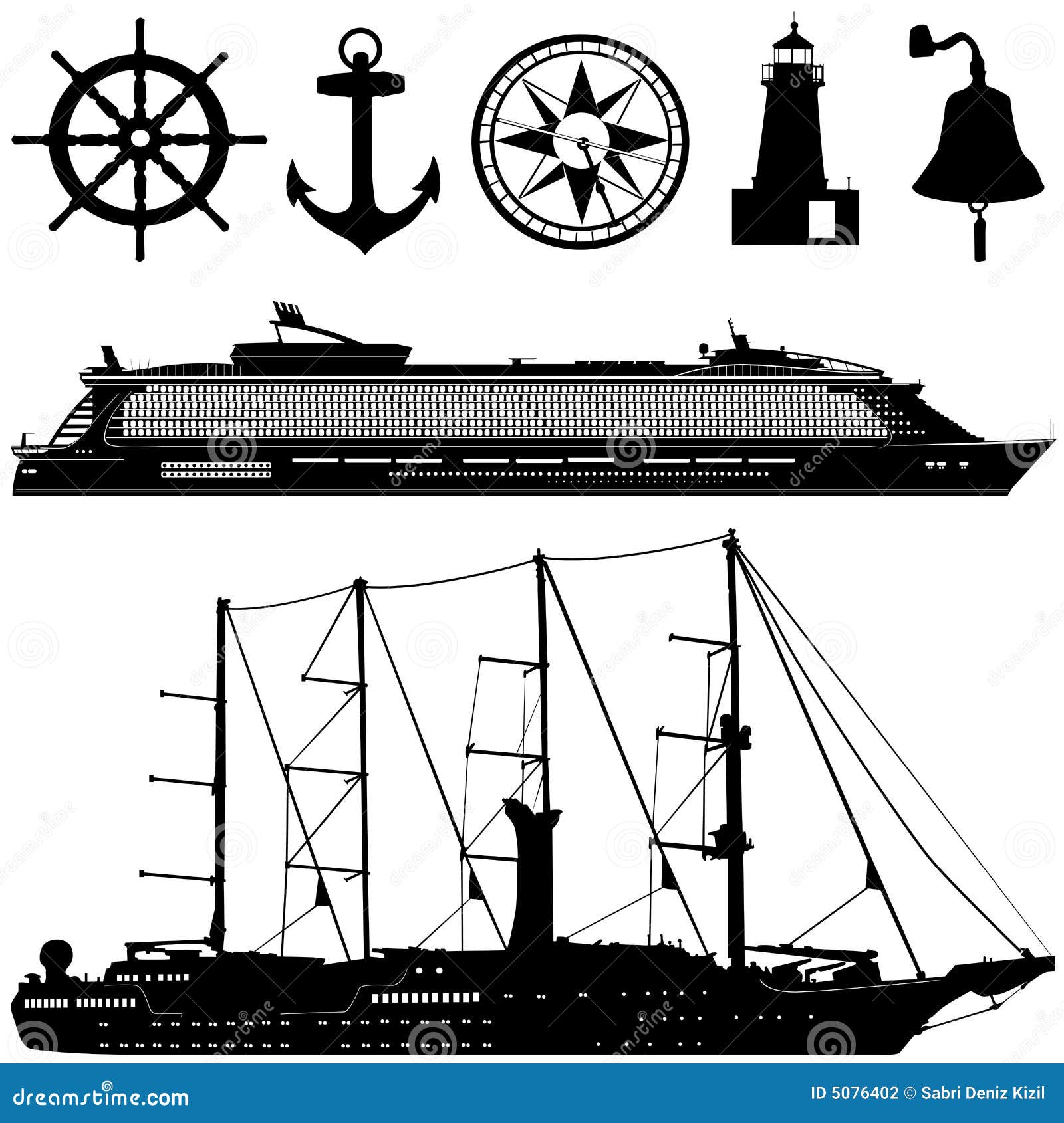 Sea transportation vector stock vector. Illustration of rudder - 5076402
