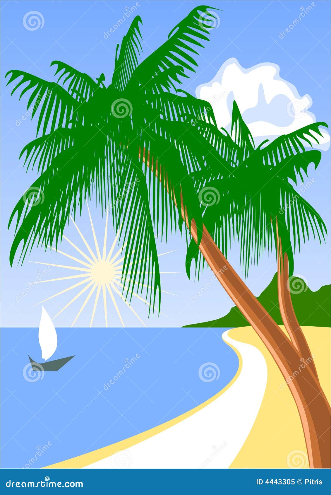 Sea and tree stock vector. Illustration of exotic, coast - 4443305