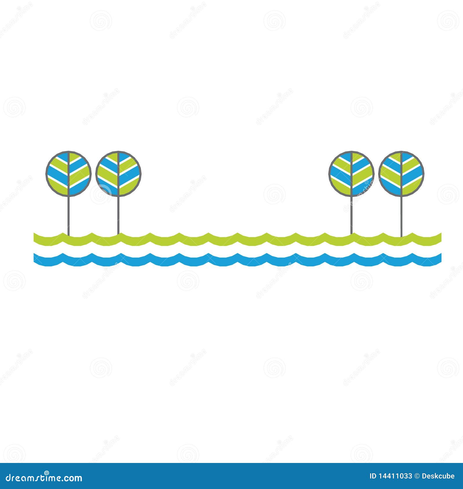 Sea and trees stock vector. Illustration of ocean, summer - 14411033