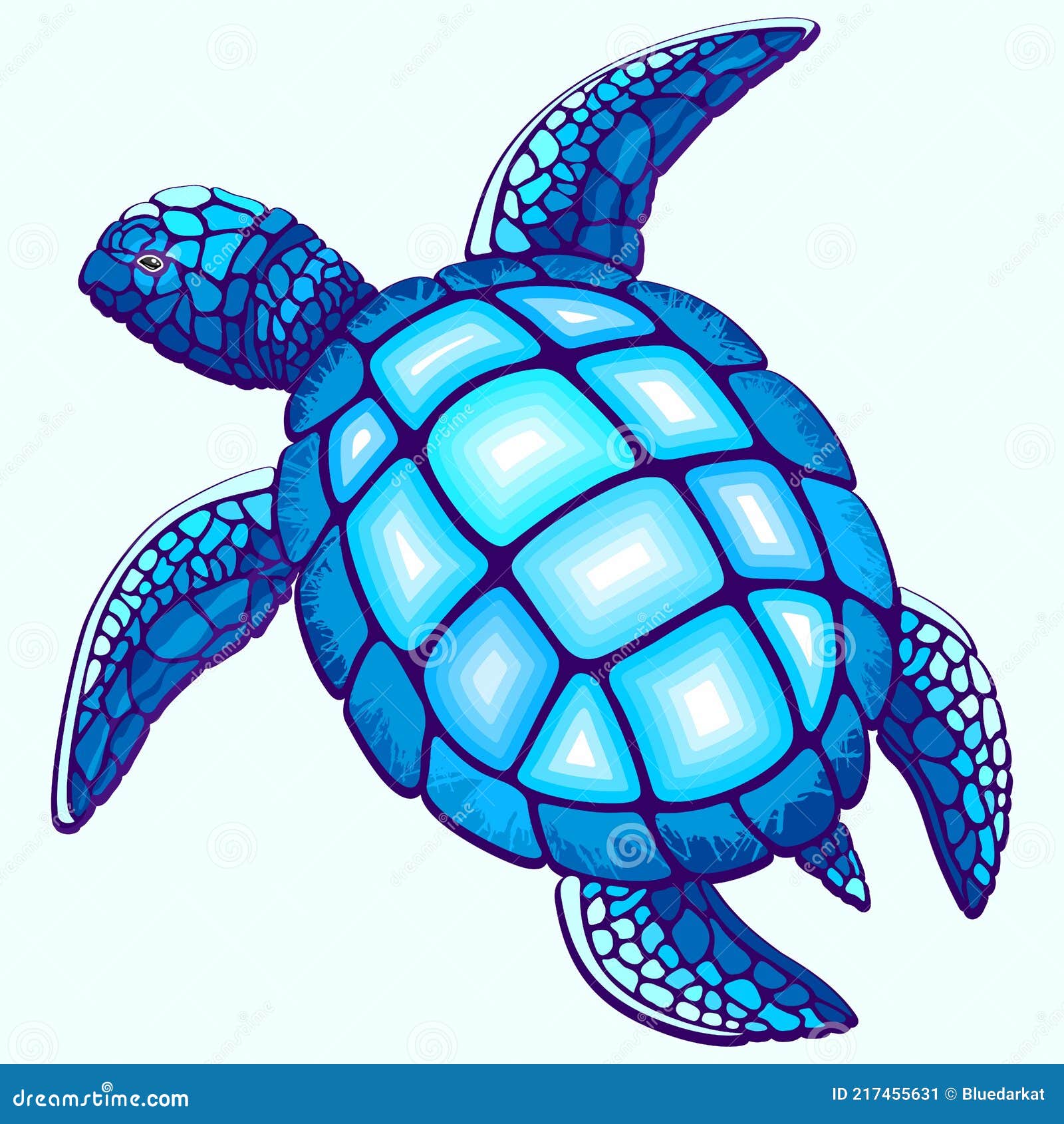 Sea Turtle Blue and Turquoise Vector Illustration Stock Vector ...