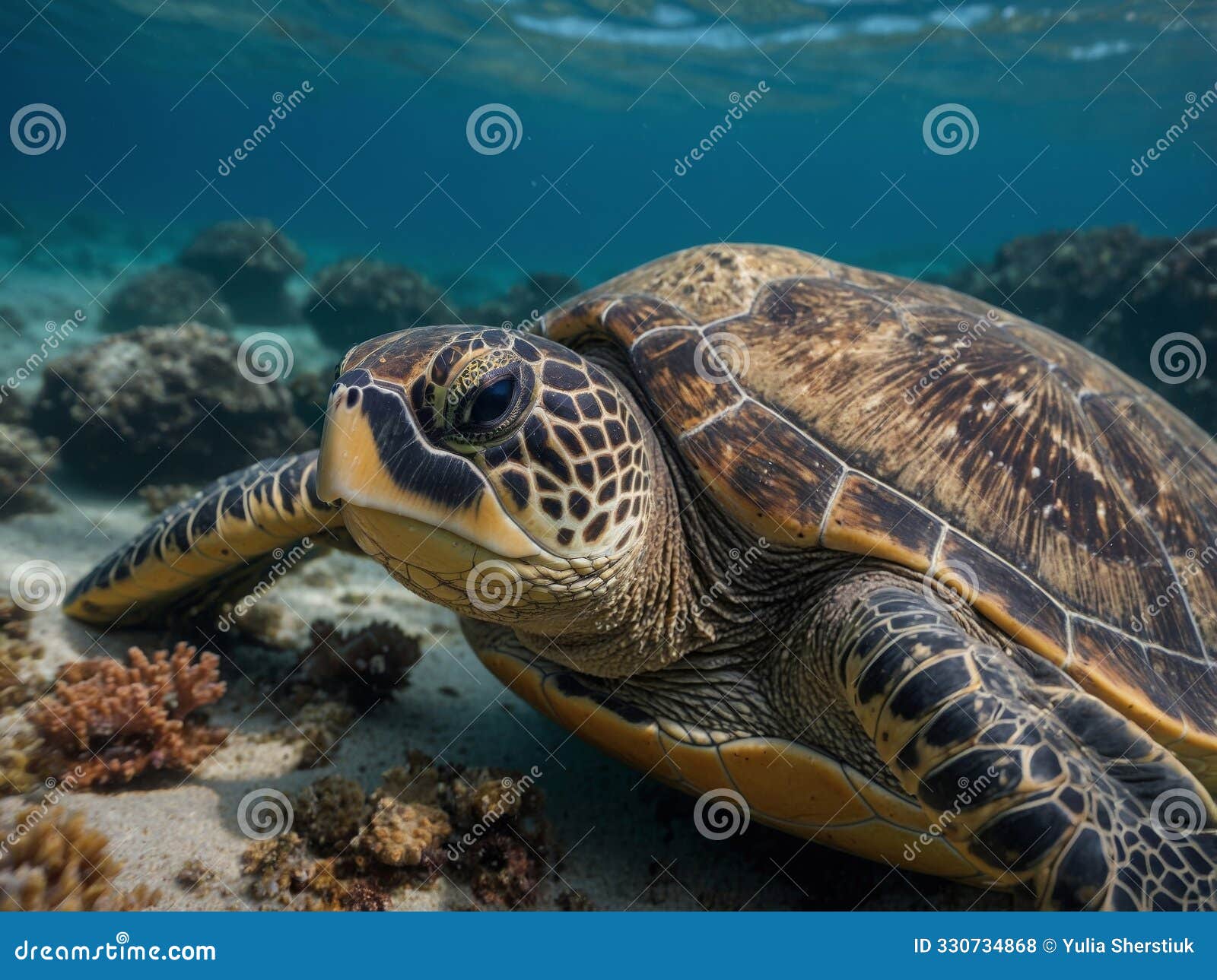 Sea Turtle Close Up a Glimpse into the World of Marine Life. Stock ...