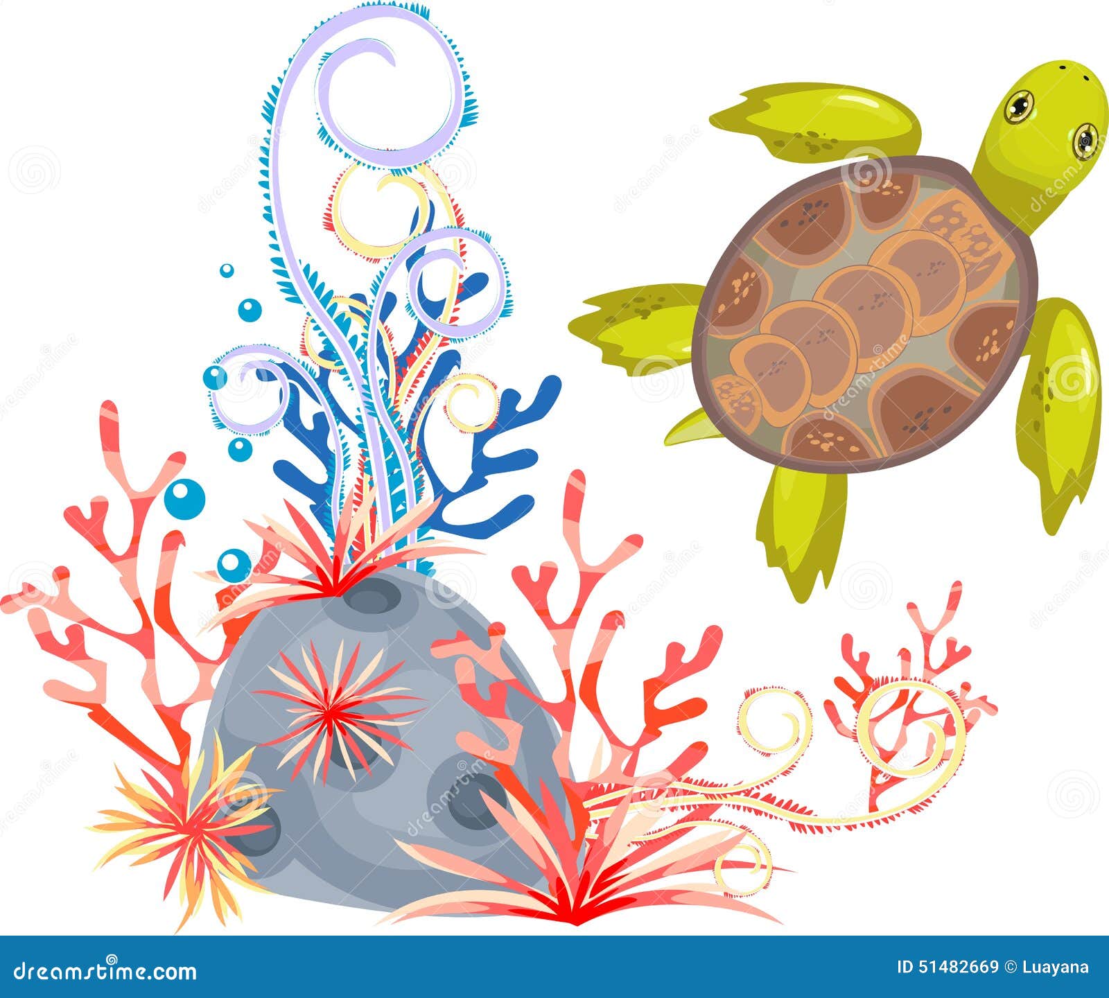Sea turtle stock vector. Illustration of depth, colour - 51482669