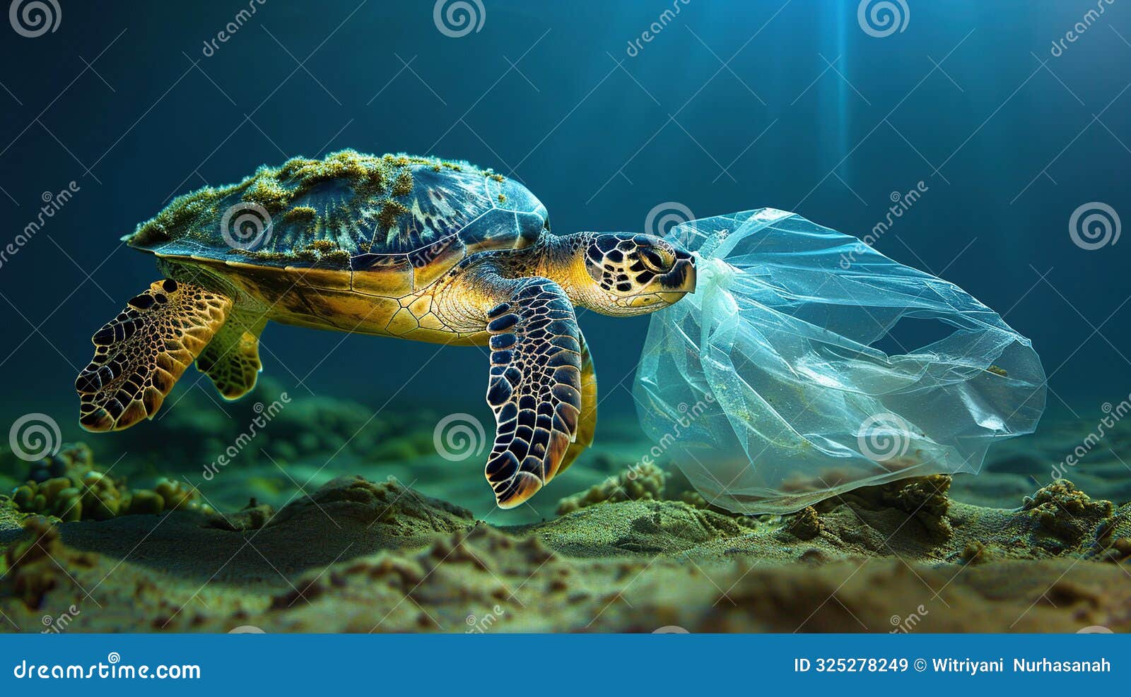 Sea Turtle Entangled in Plastic Bag: a Plea for Ocean Conservation ...