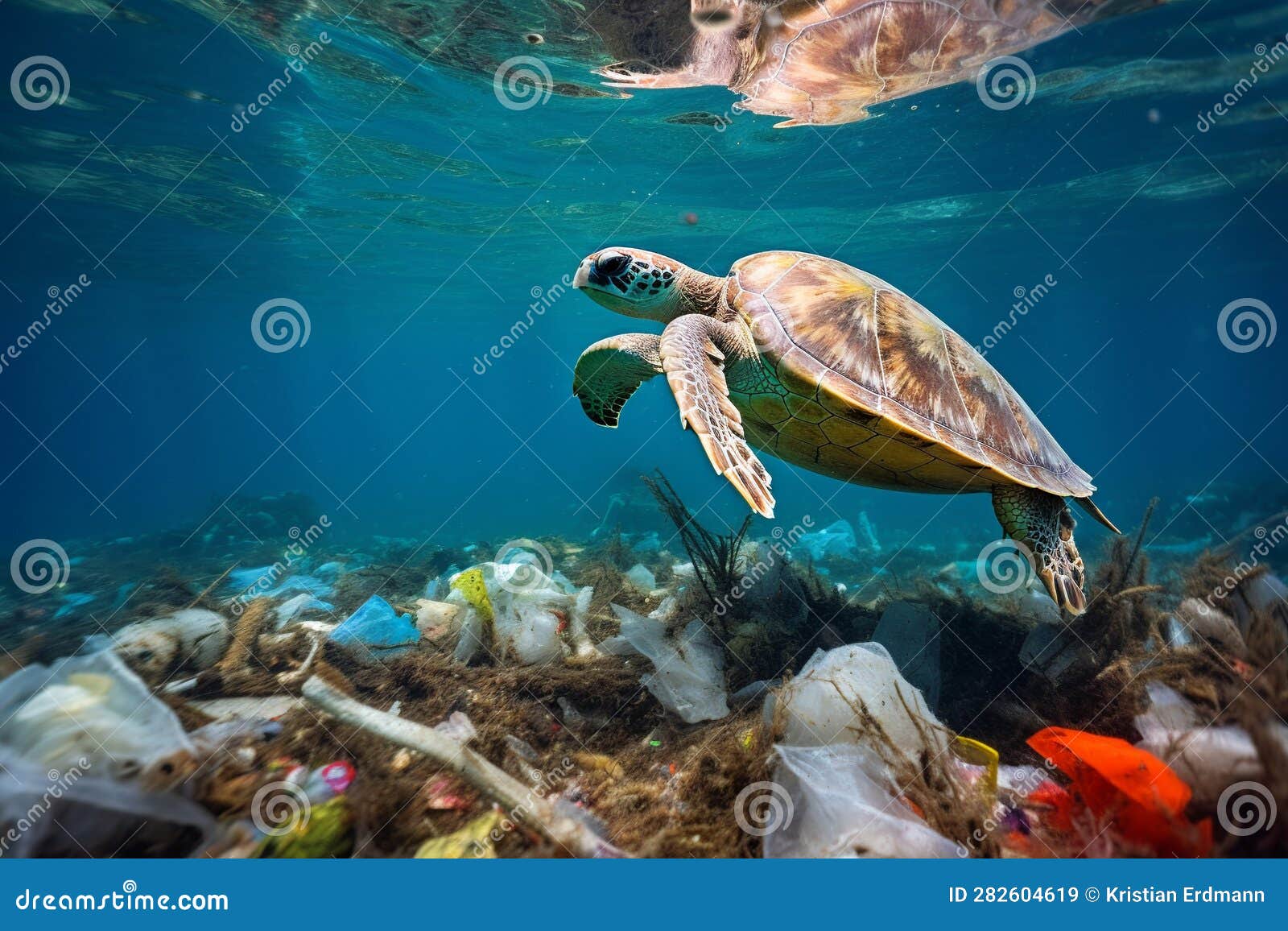 Sea Turtle Ensnared In Plastic Netting, A Tragic Consequence Of ...