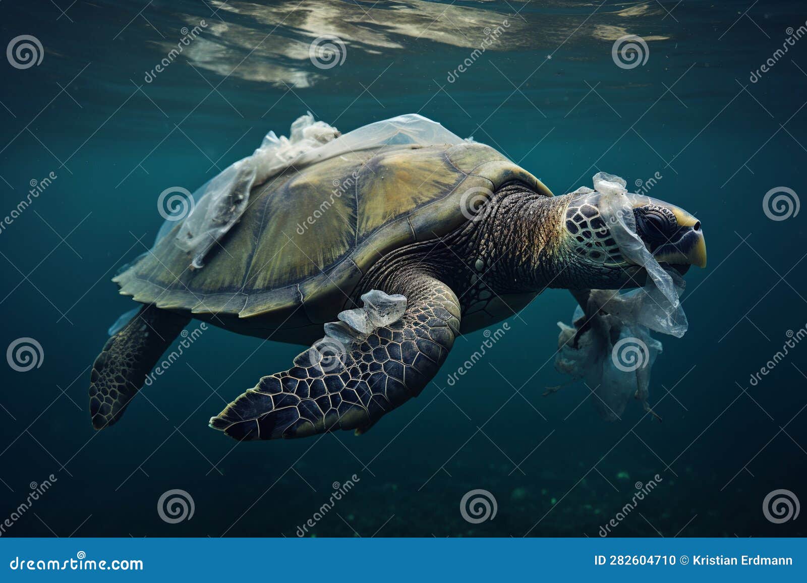 Sea Turtle Ensnared In Plastic Netting, A Tragic Consequence Of ...