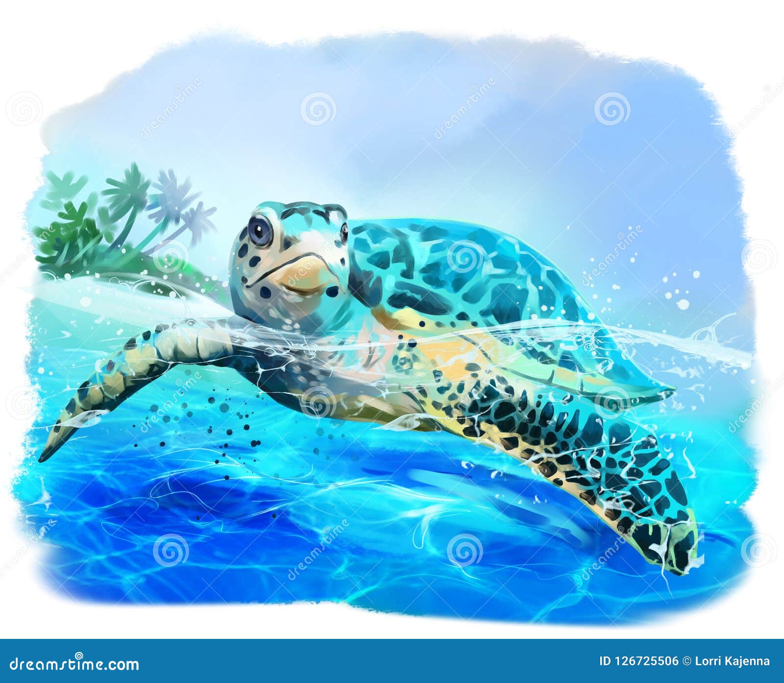 Sea turtle floats stock illustration. Illustration of underwater ...