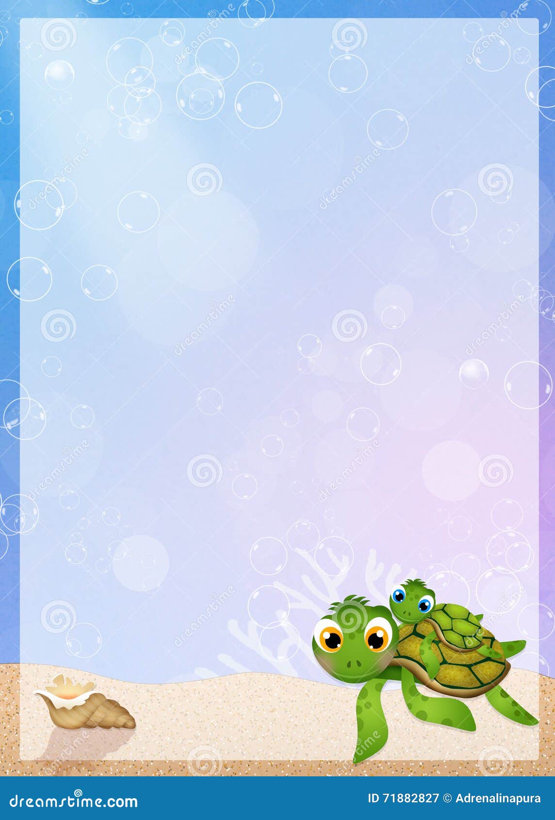 Sea turtle with frame stock illustration. Illustration of turtles ...