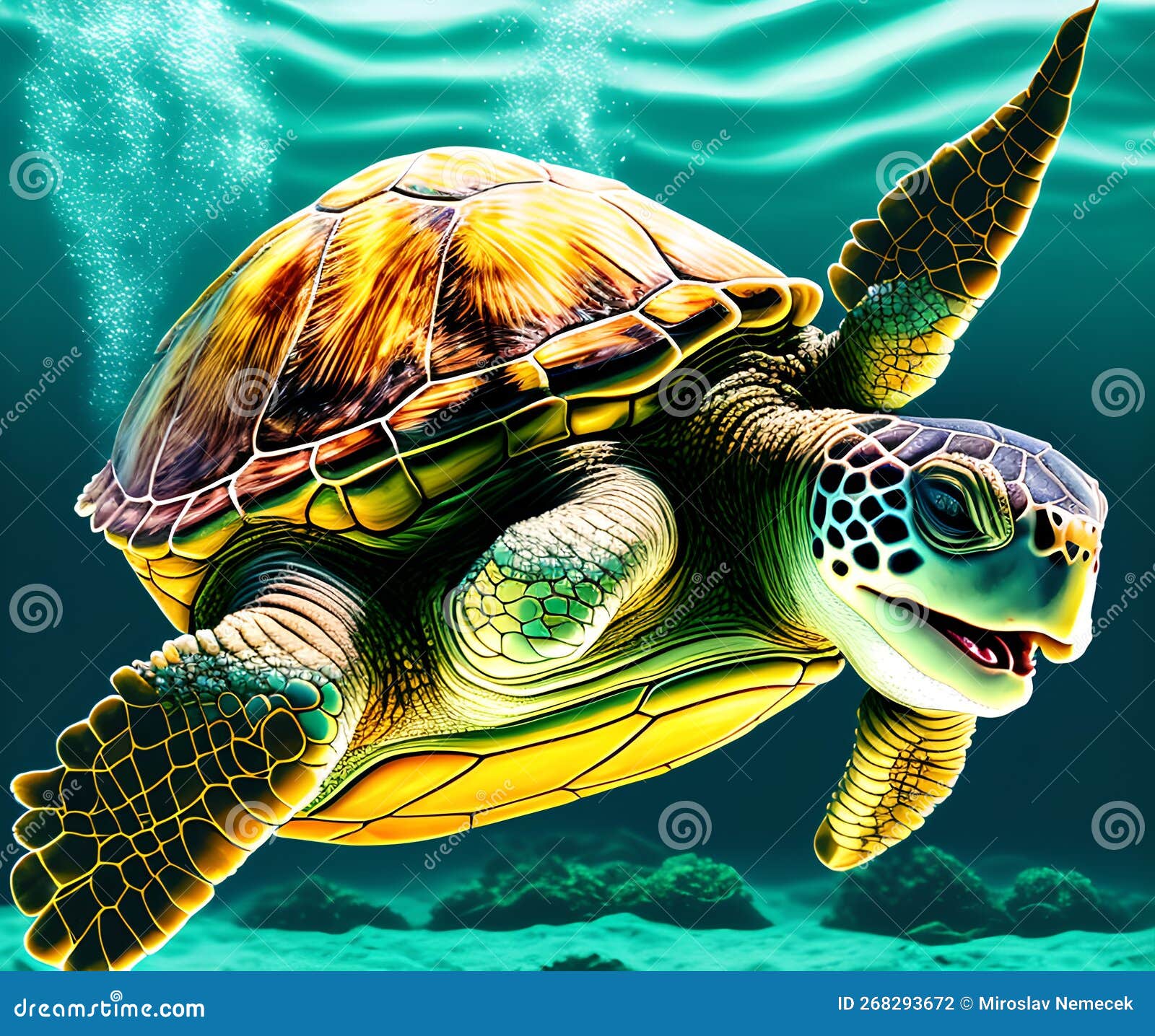 Sea Turtle, Generative AI Illustration Stock Illustration ...