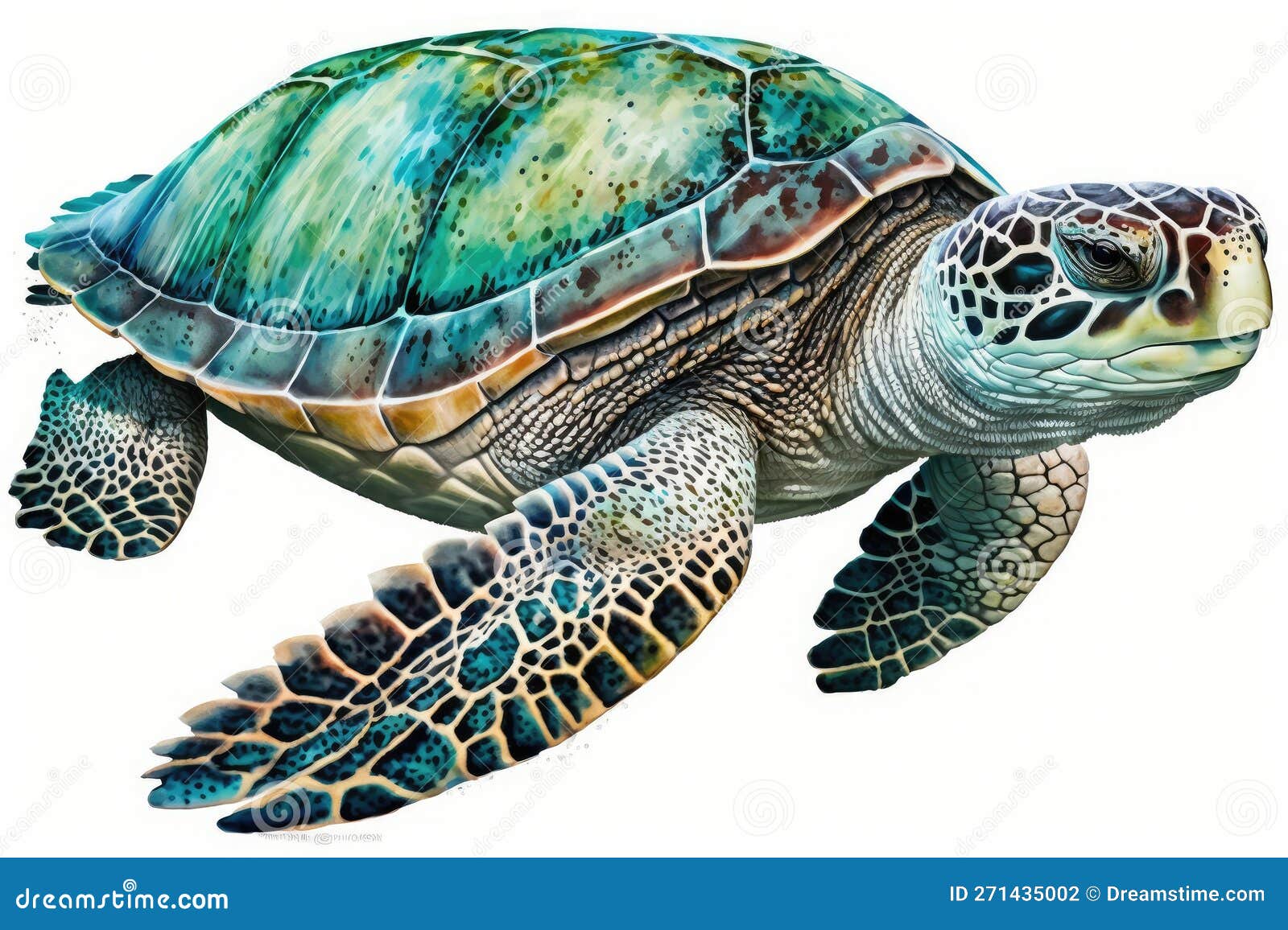 Full Body Sea Turtle Watercolor, Close Up Predator Animals Wildlife ...