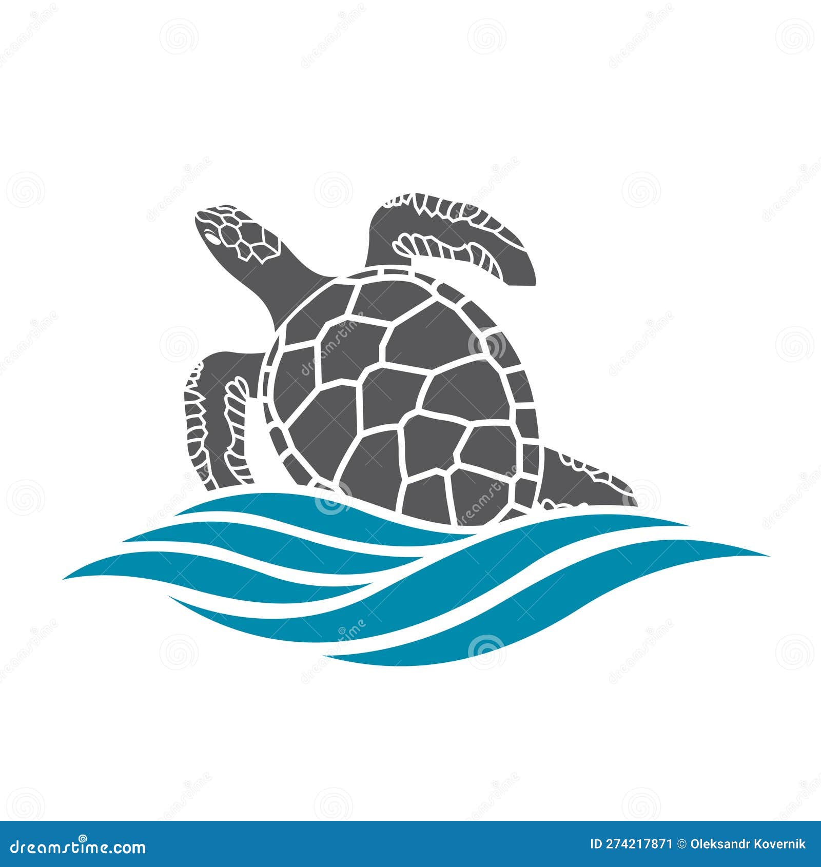 Sea Turtle Icon In Monochrome Style Isolated On White Background. Sea ...