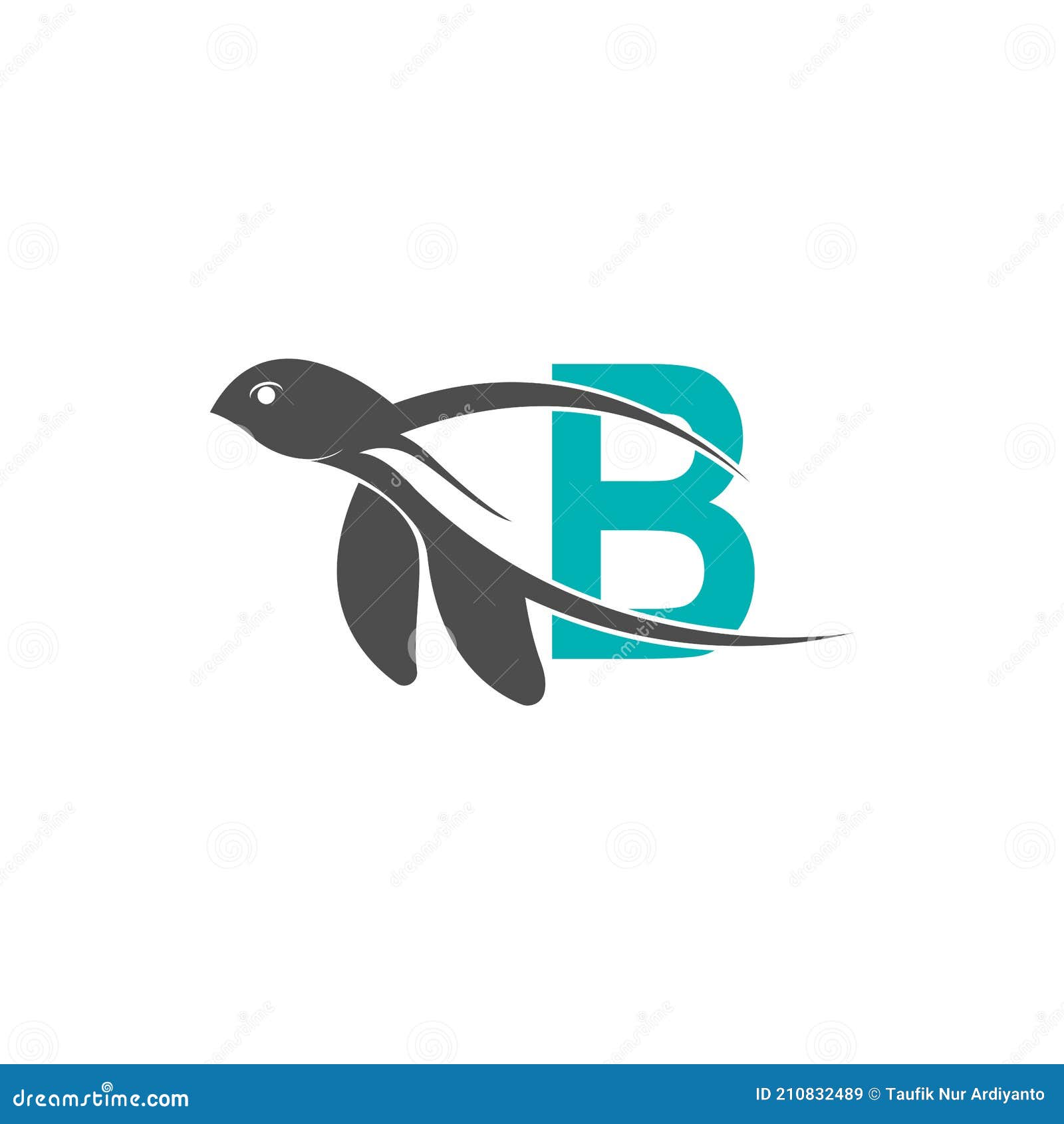 Sea Turtle Icon with Letter B Logo Design Illustration Stock Vector ...