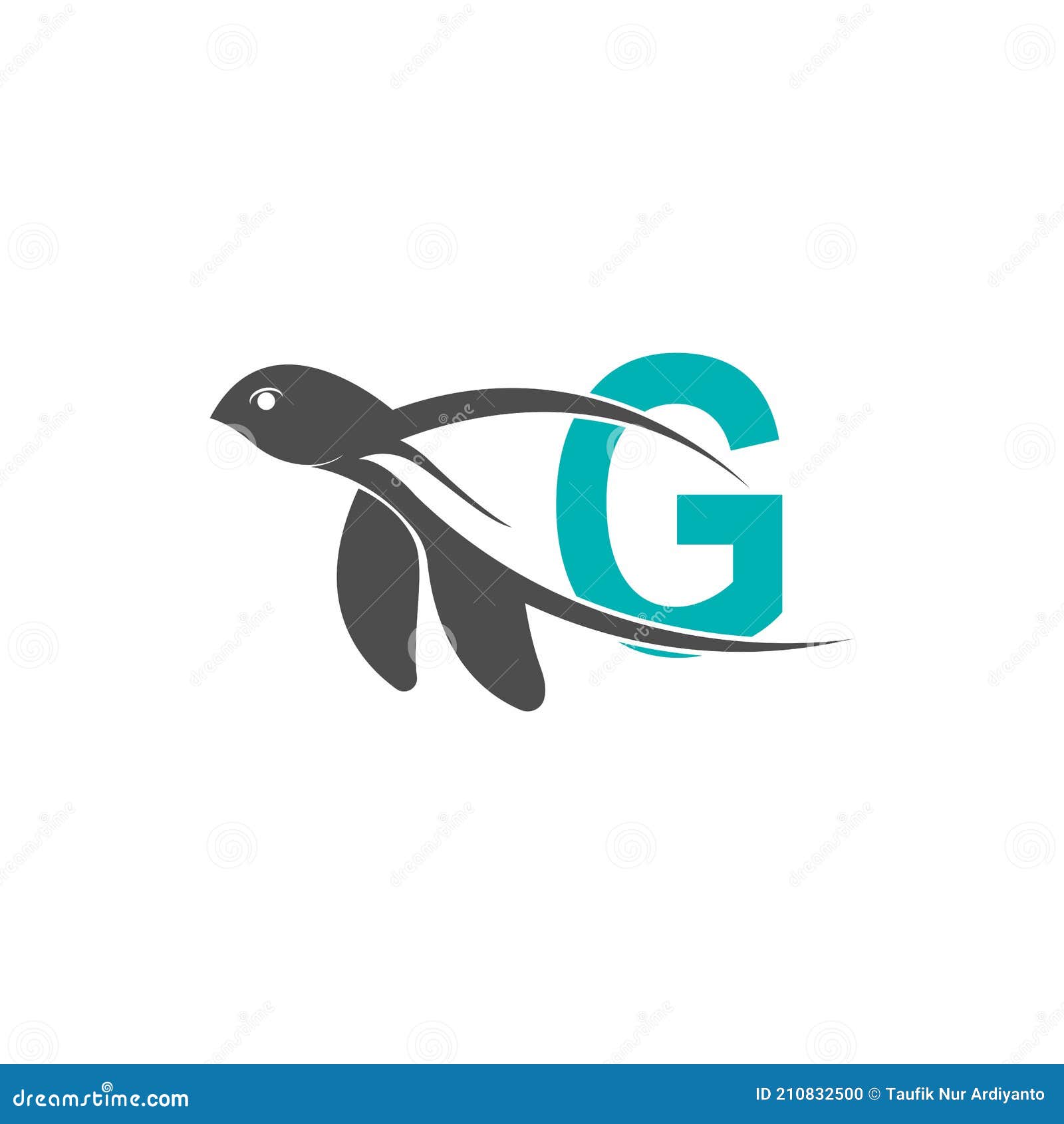 Sea Turtle Icon with Letter G Logo Design Illustration Stock Vector ...