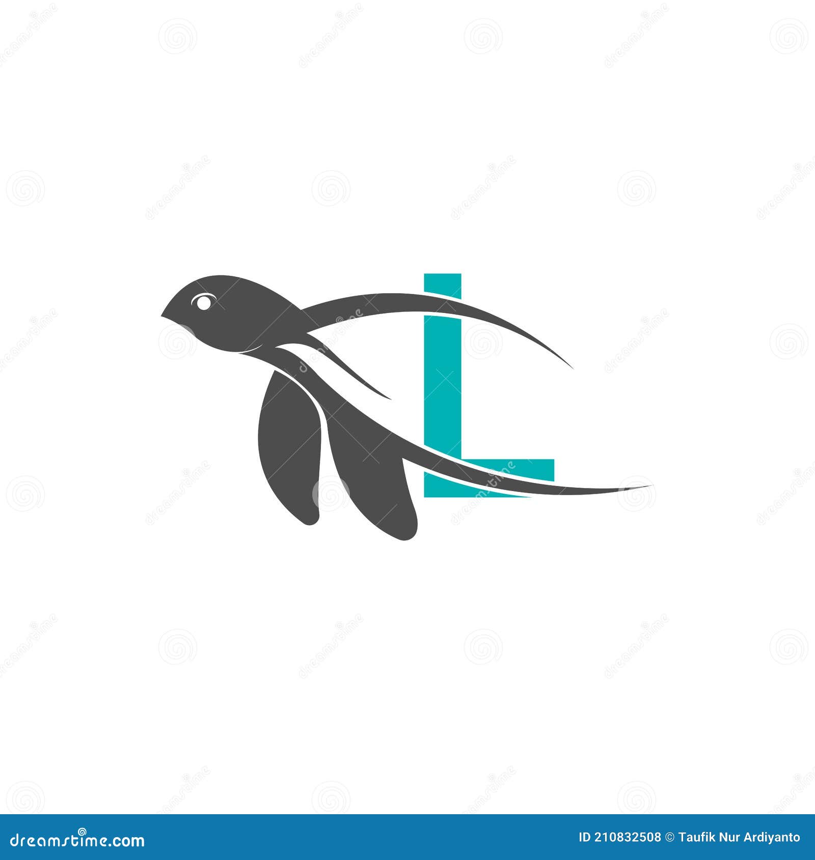 Sea Turtle Icon with Letter L Logo Design Illustration Stock Vector ...