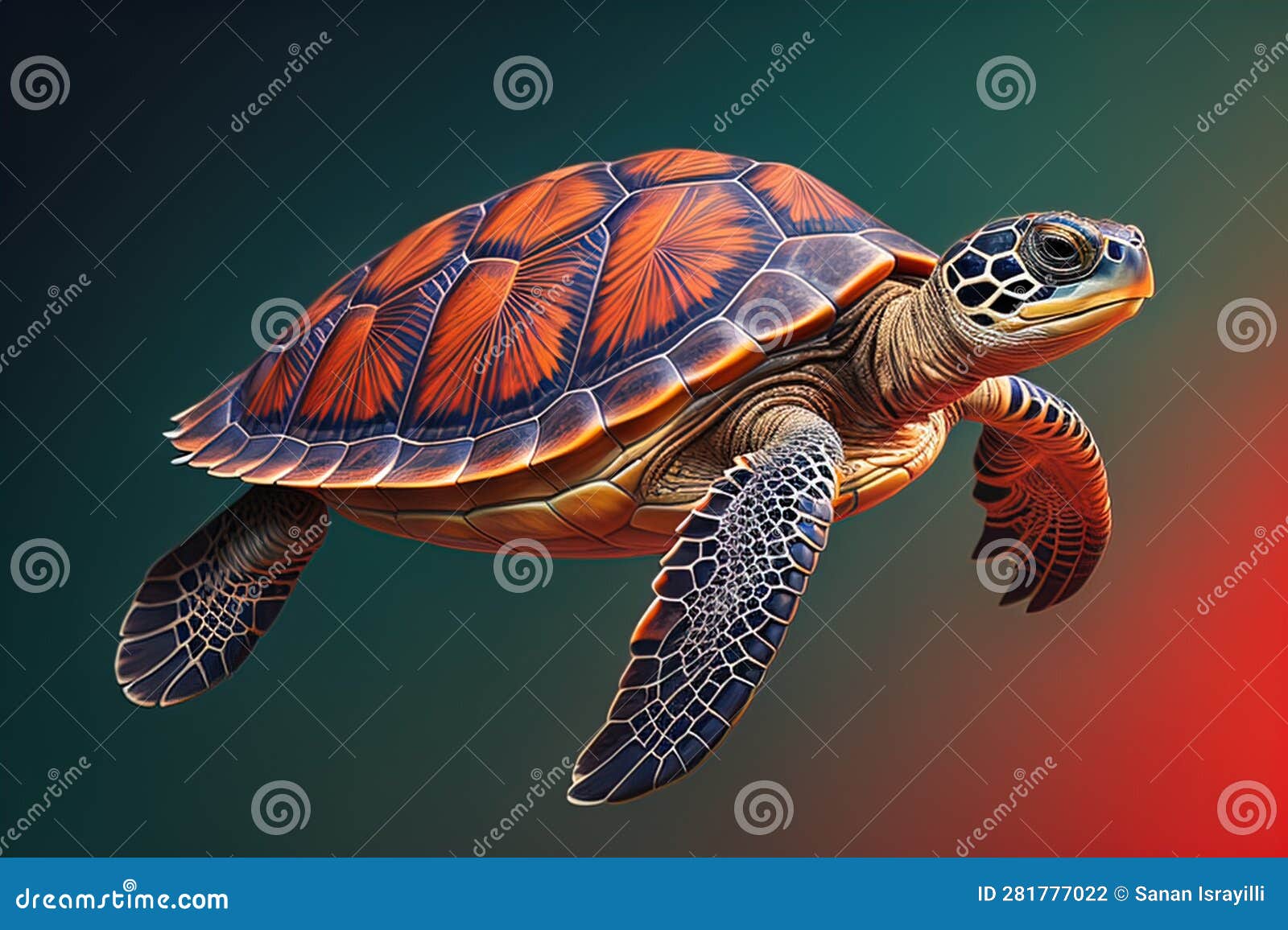 Sea Turtle Isolated on Dark Background. Generative Ai Stock ...