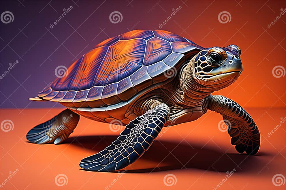 A Sea Turtle Isolated on Solid Color Background. Ai Generative Stock ...
