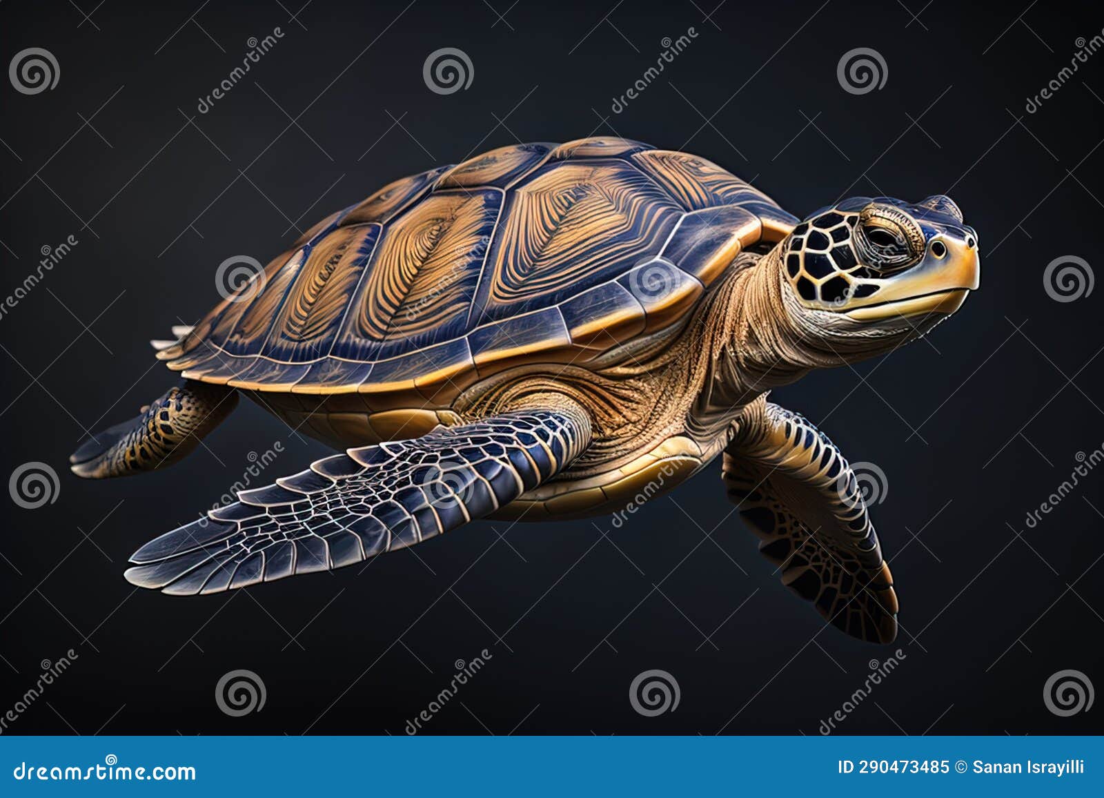 A Sea Turtle Isolated on Solid Color Background. Ai Generative Stock ...