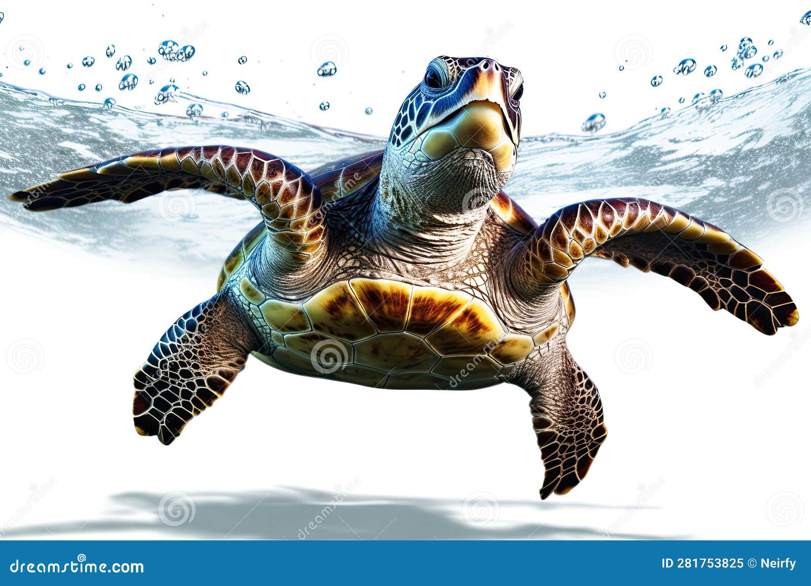 Sea Turtle Isolated on White Background Stock Illustration ...