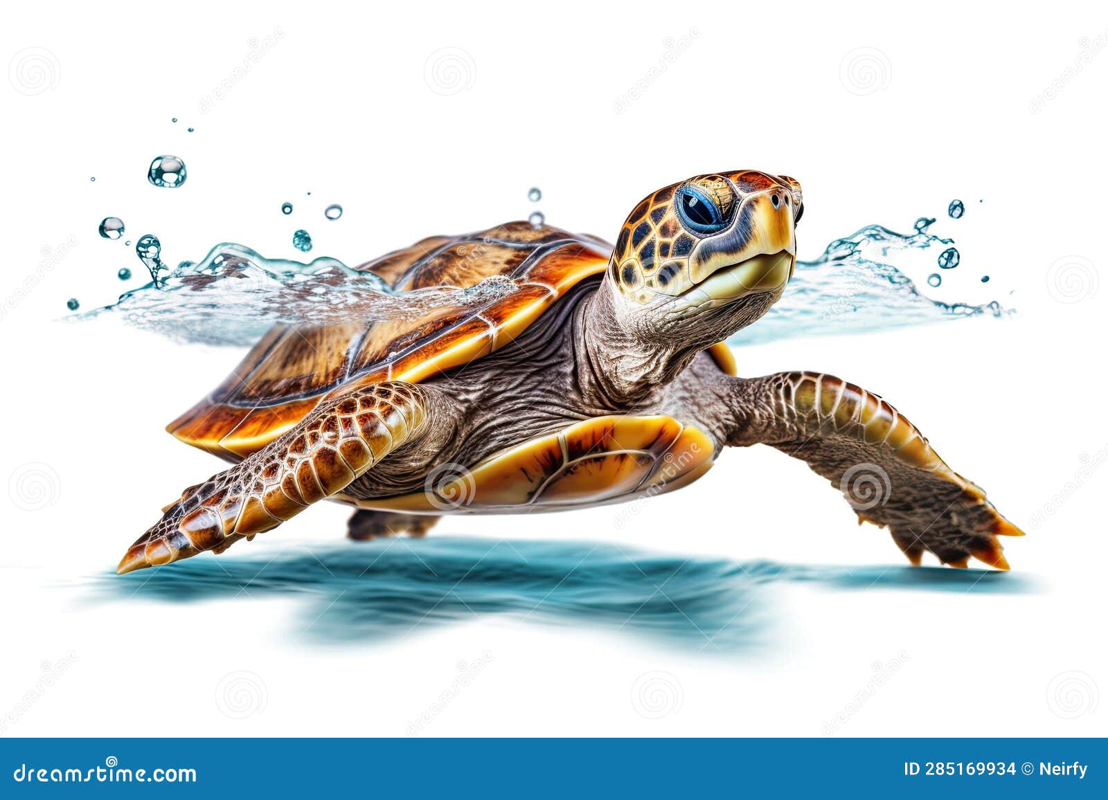 Sea Turtle Isolated on White Background Stock Illustration ...