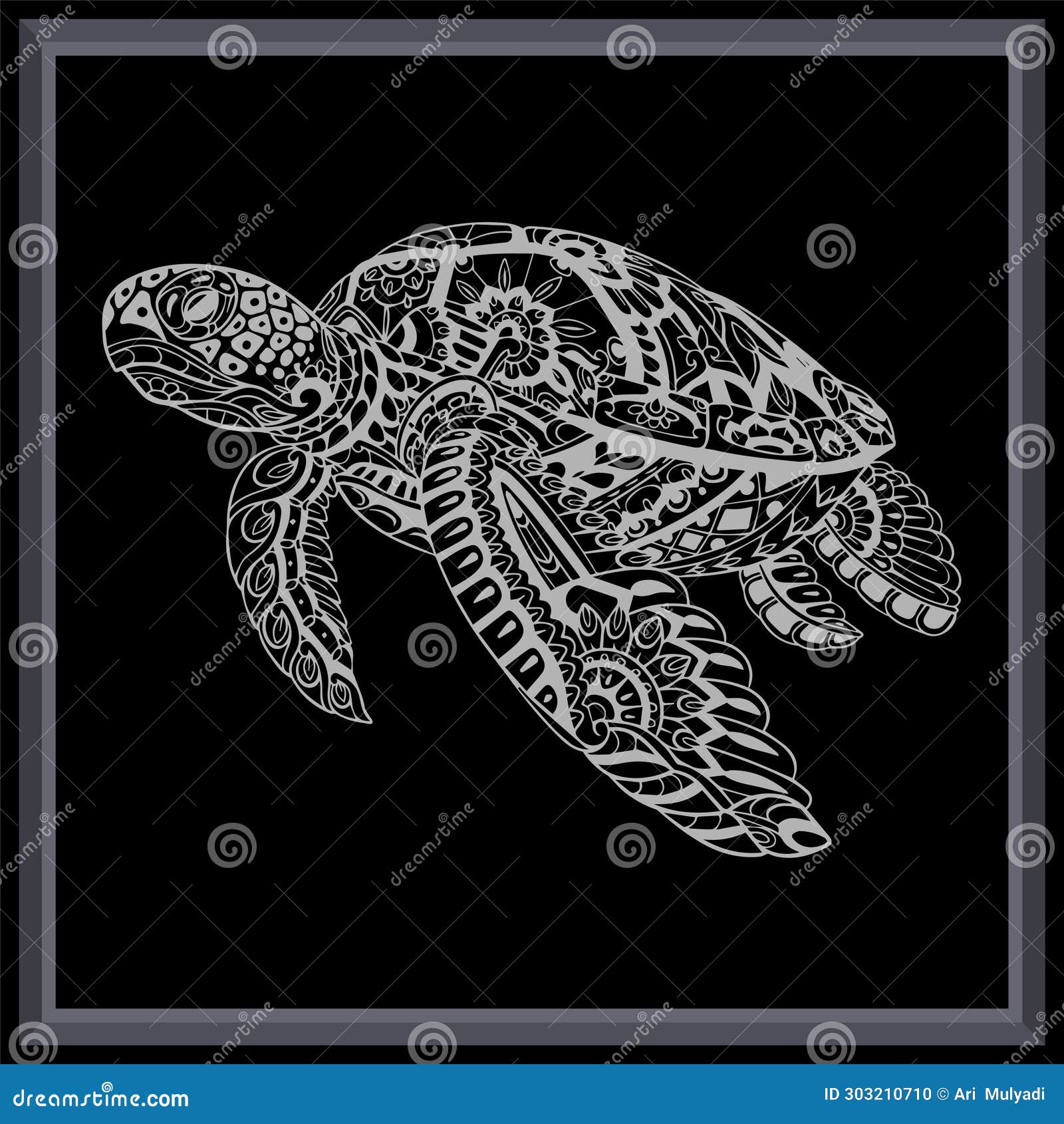 Sea Turtle Mandala Arts Isolated On White Background Vector ...