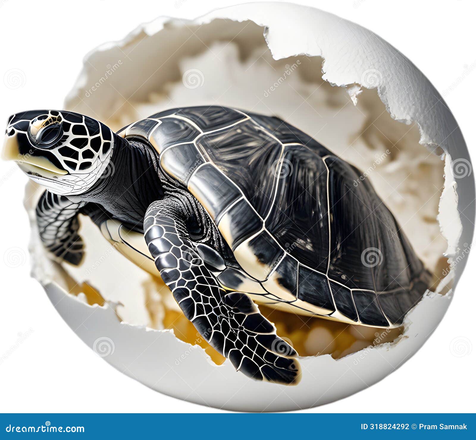 Sea Turtle Nestled within an Eggshell. Stock Illustration ...