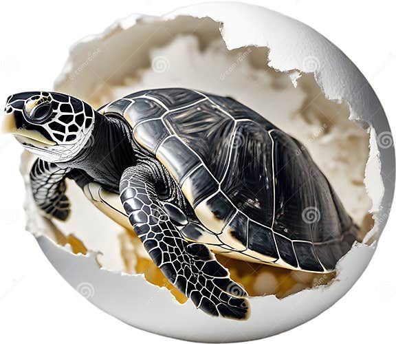 Sea Turtle Nestled within an Eggshell. Stock Illustration ...