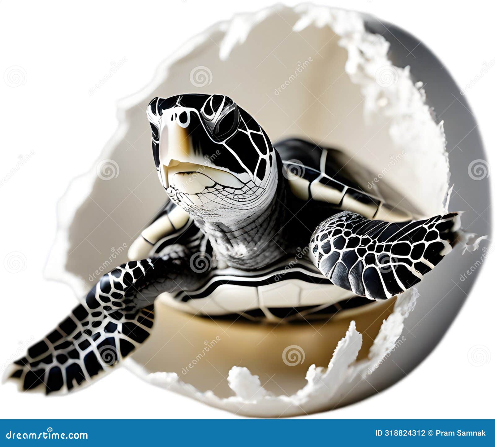 Sea Turtle Nestled within an Eggshell. Stock Illustration ...