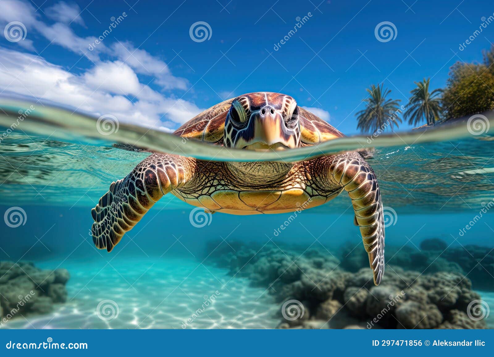 Sea Turtle in the Ocean. Ai Generative Stock Photo - Image of aloha ...